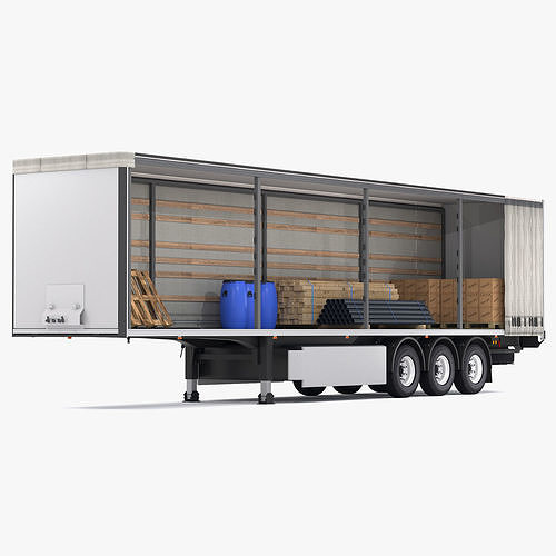 Semi Trailer Open Curtain 3D model | CGTrader