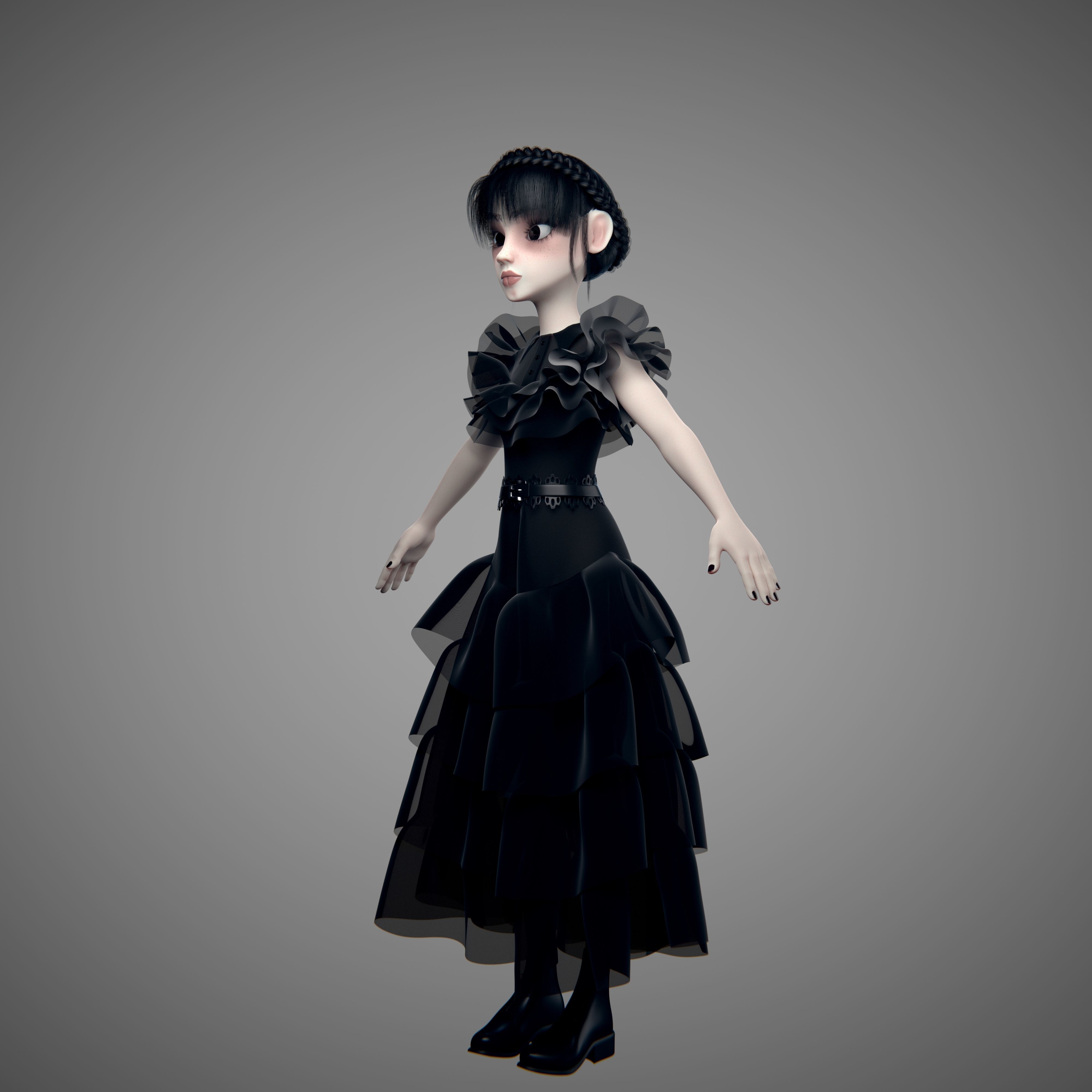 3D model Wednesday Addams LowPoly Pack of Two Models VR / AR / low-poly ...