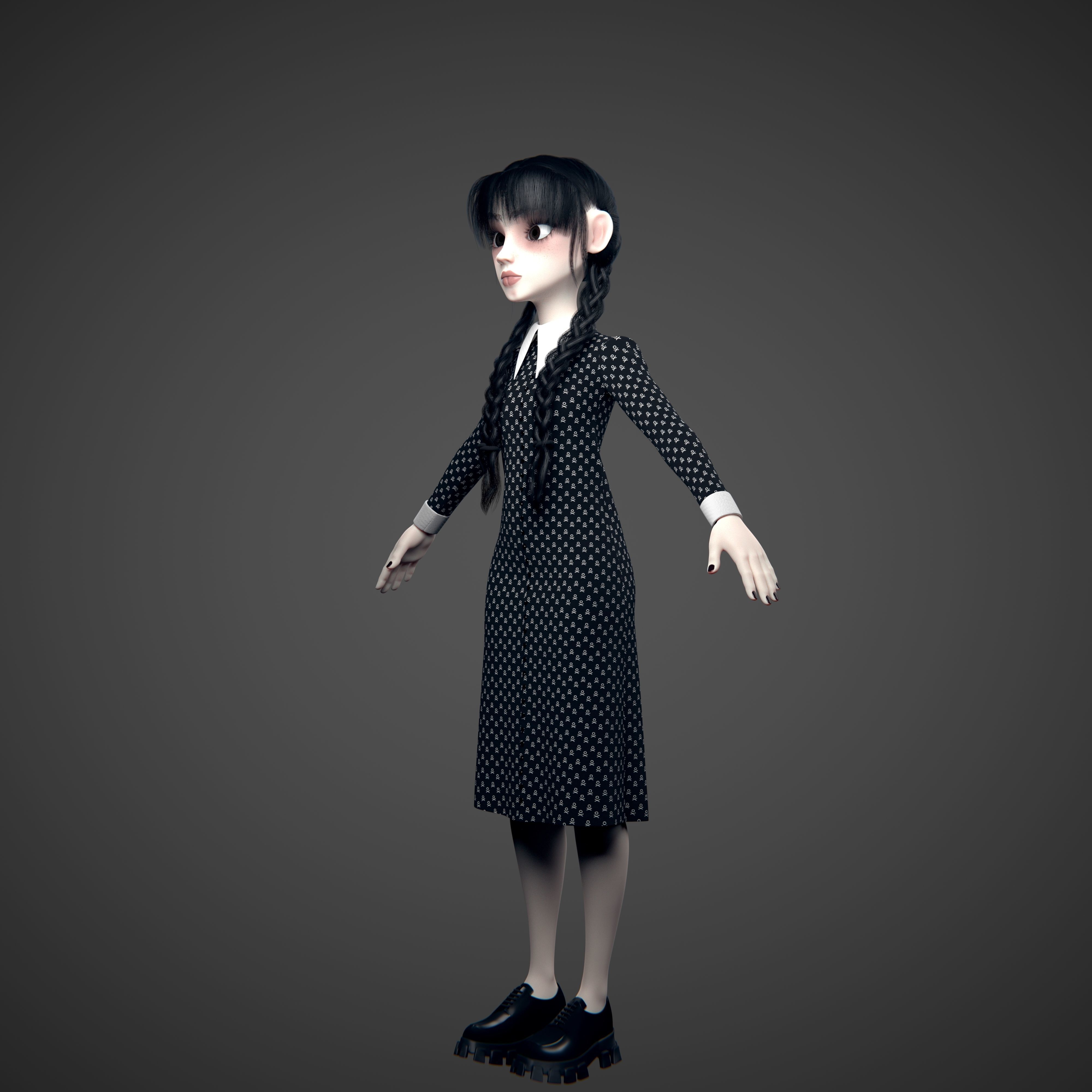 3D model Wednesday Addams LowPoly Pack of Two Models VR / AR / low-poly ...
