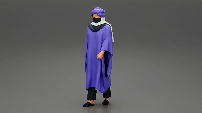 Blue Arabic man of the sahara walking on Desert 3D model 3D printable ...