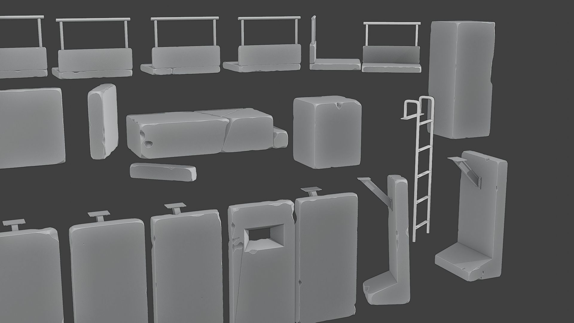 Concrete Wall Base Pack 1 3D model 3D printable | CGTrader