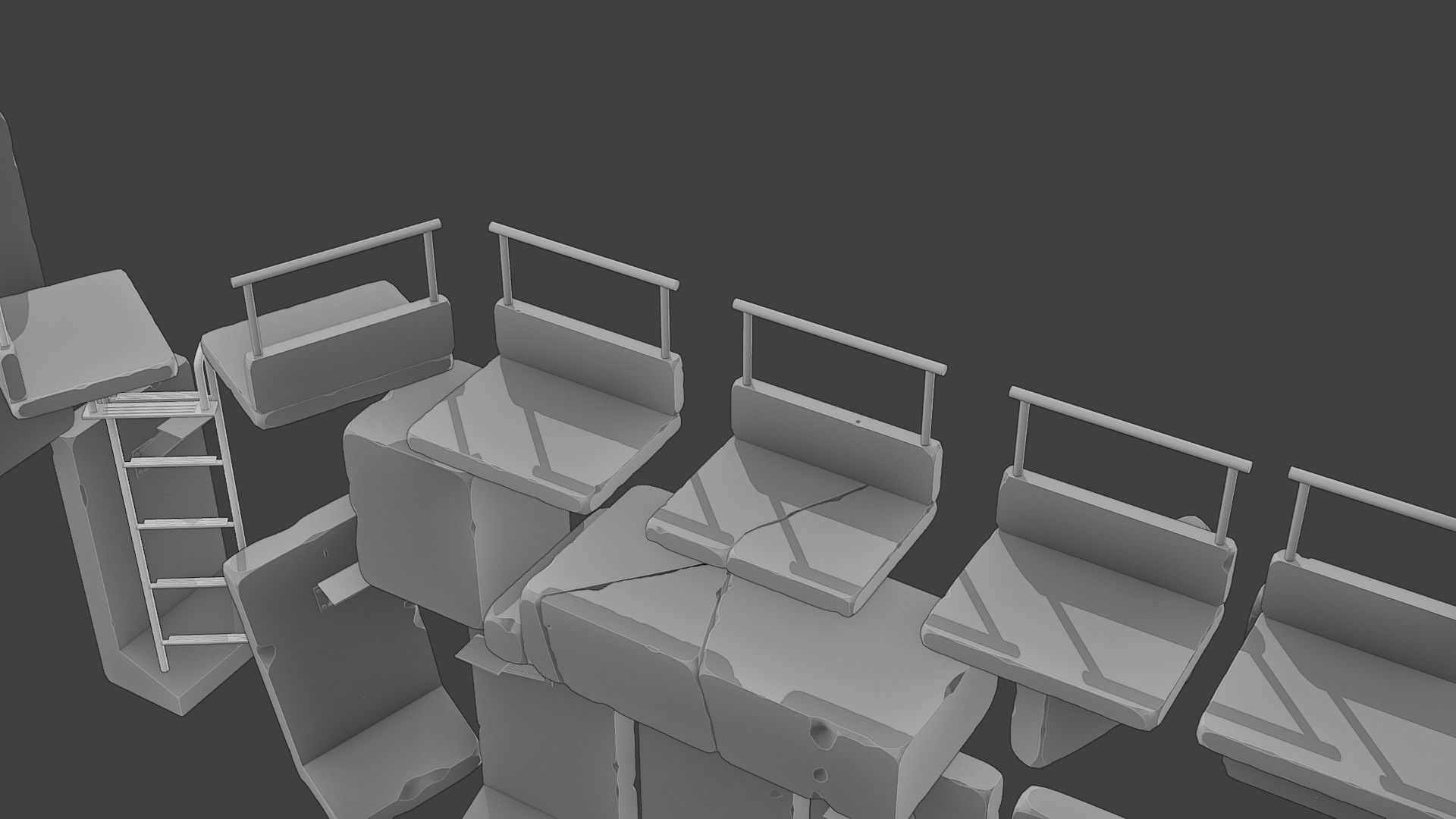 Concrete Wall Base Pack 1 3D model 3D printable | CGTrader