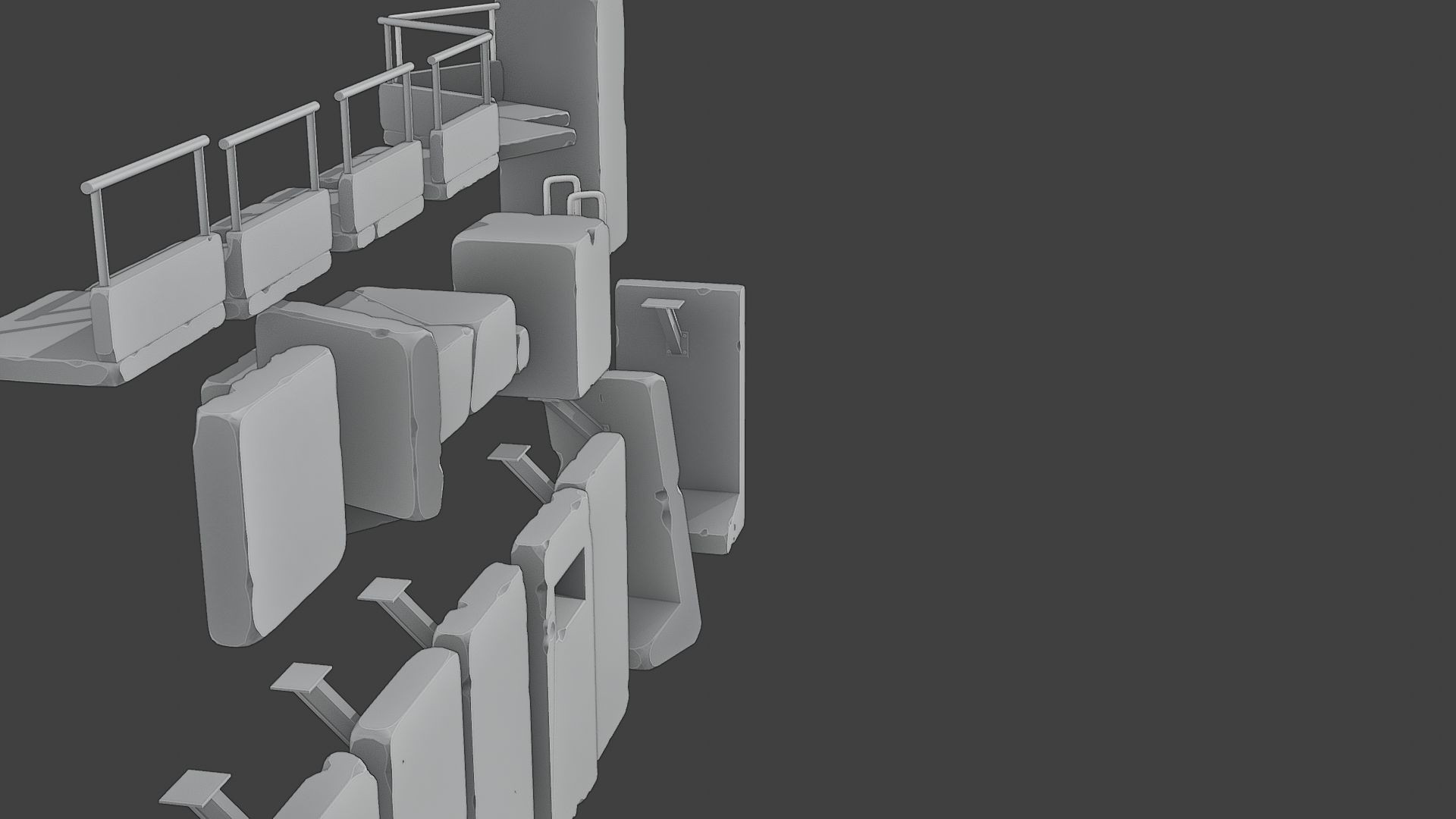 Concrete Wall Base Pack 1 3D model 3D printable | CGTrader