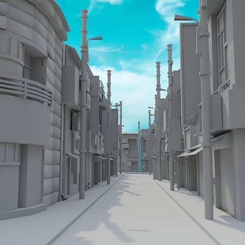 Cartoon Street Scene v2 3D model | CGTrader