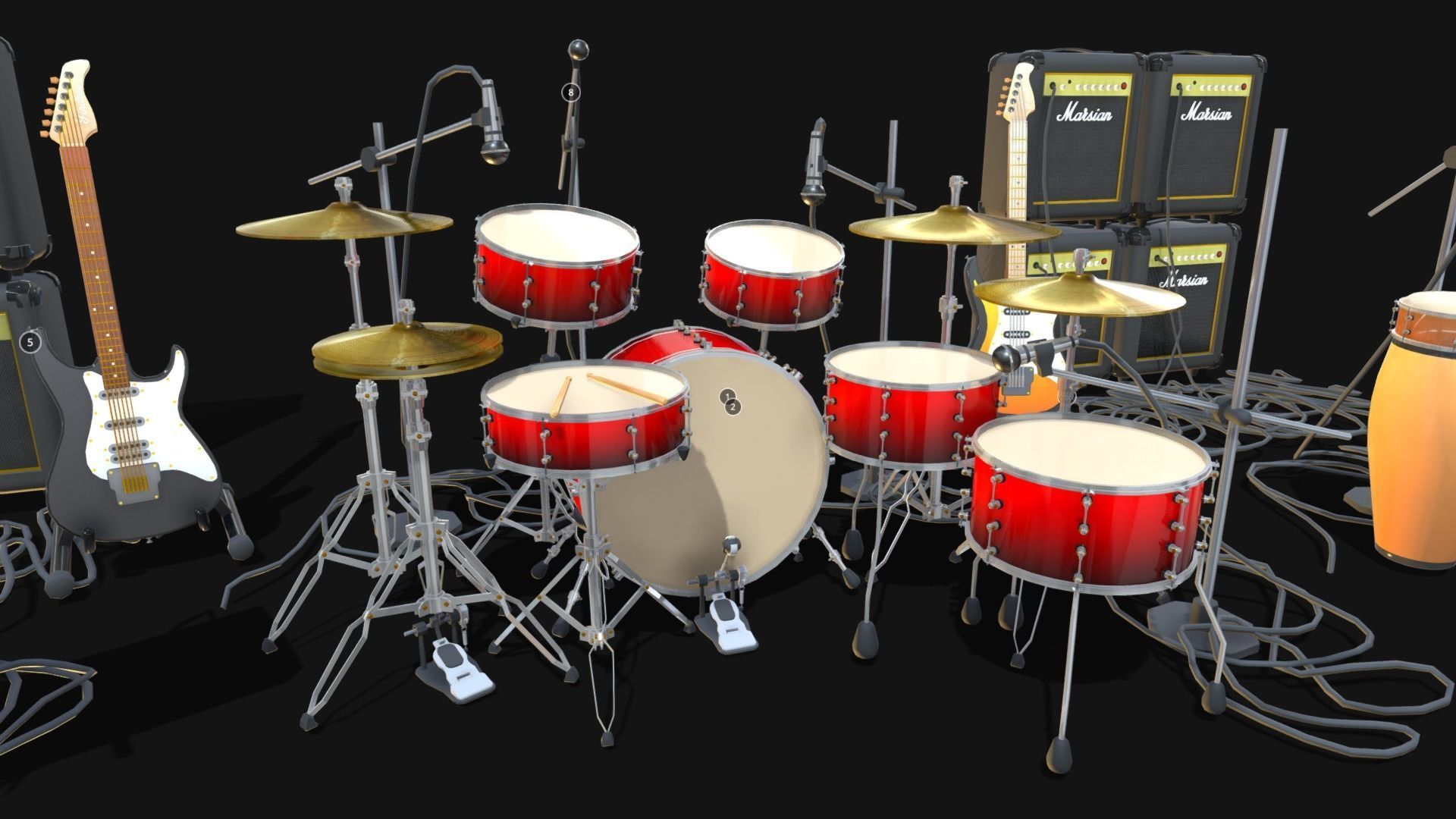 3D model Rock Instrument Pack VR / AR / low-poly | CGTrader