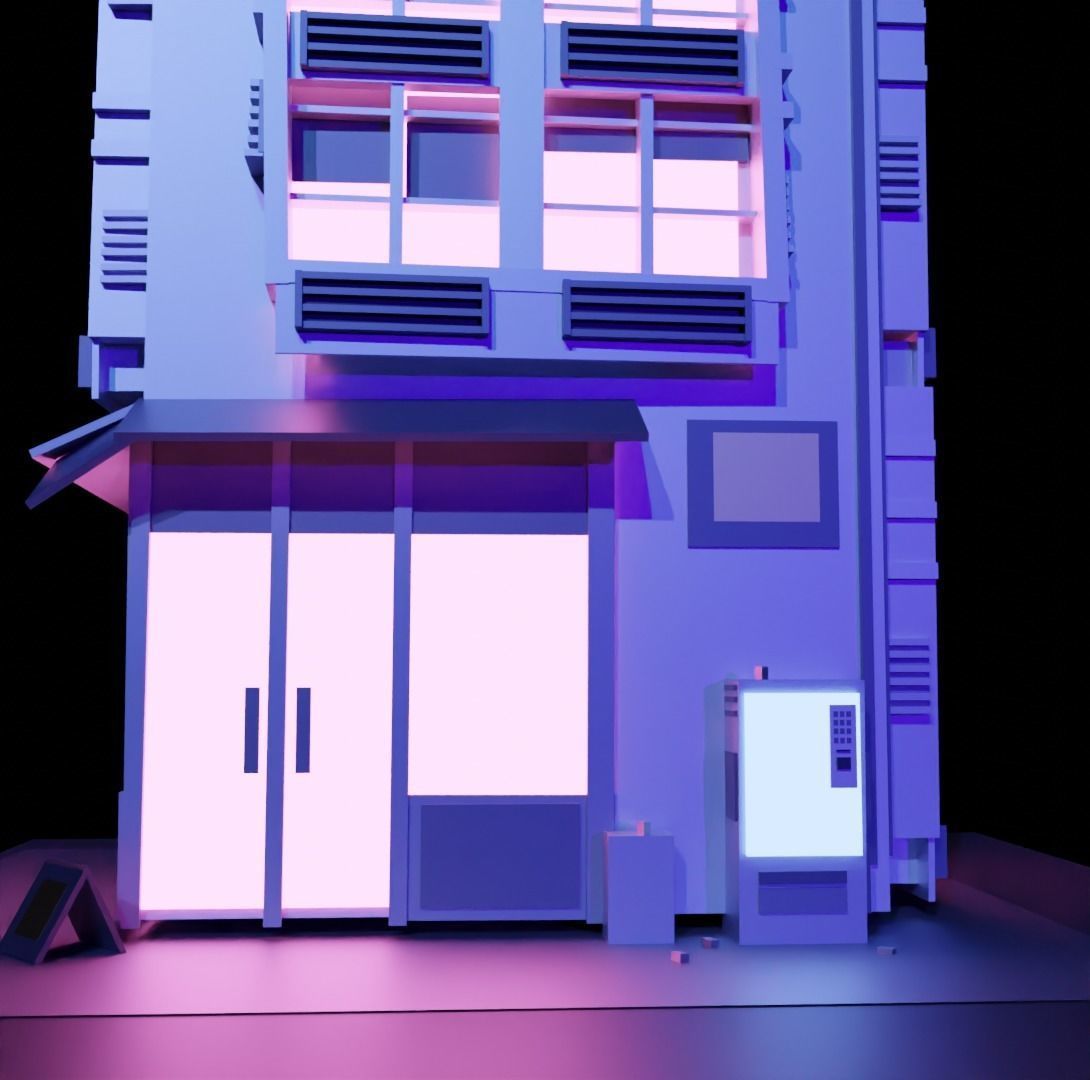 Neon house free 3D model | CGTrader