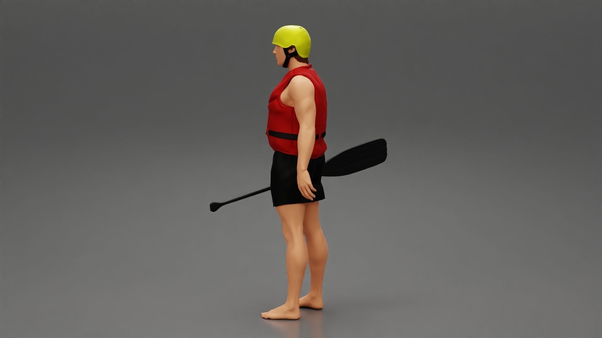 Man in rafting outfit standing and holdinga paddle pose 2 3D model 3D ...