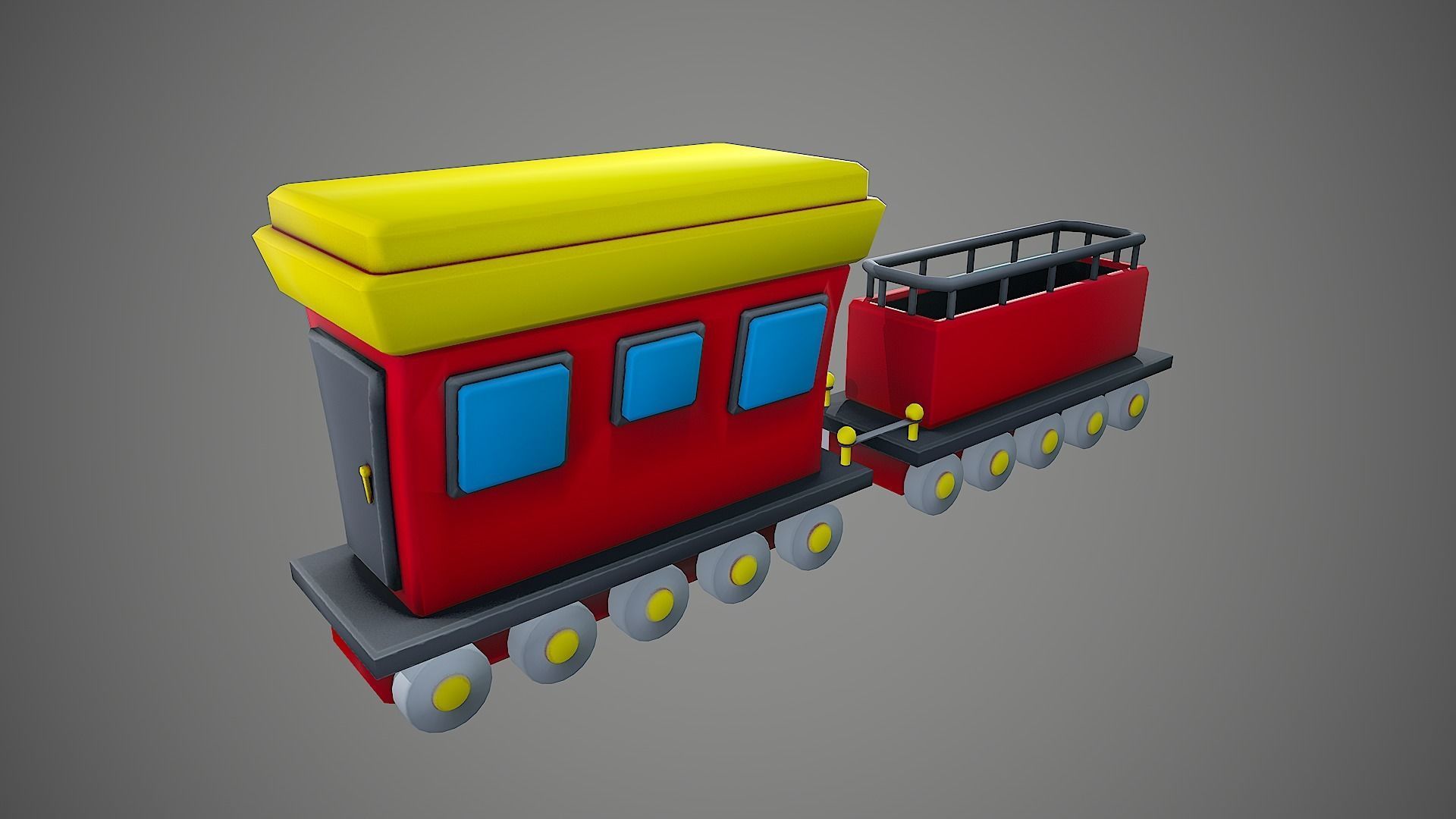 3D model TRAIN WAGONS CARS CARTOON STYLIZED VR / AR / low-poly | CGTrader