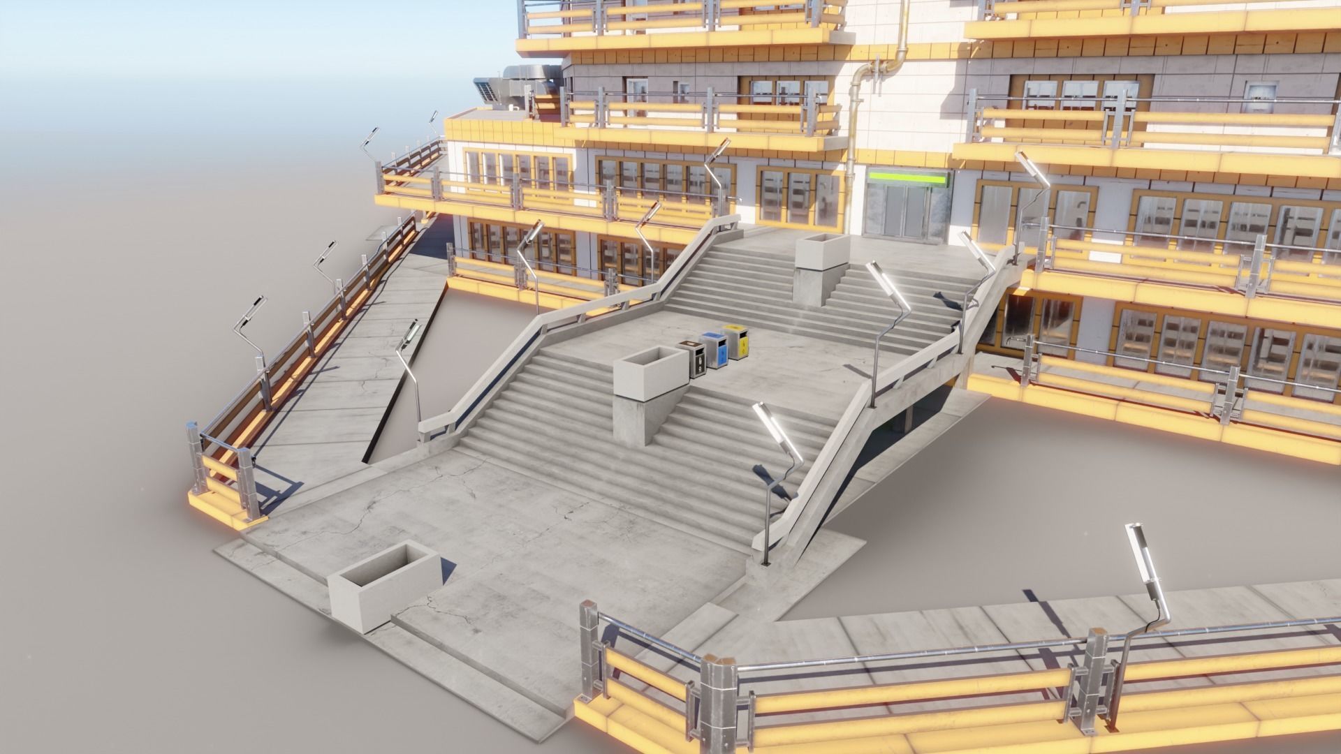 3D model Residential building in diamond shape in 3 settings VR / AR ...