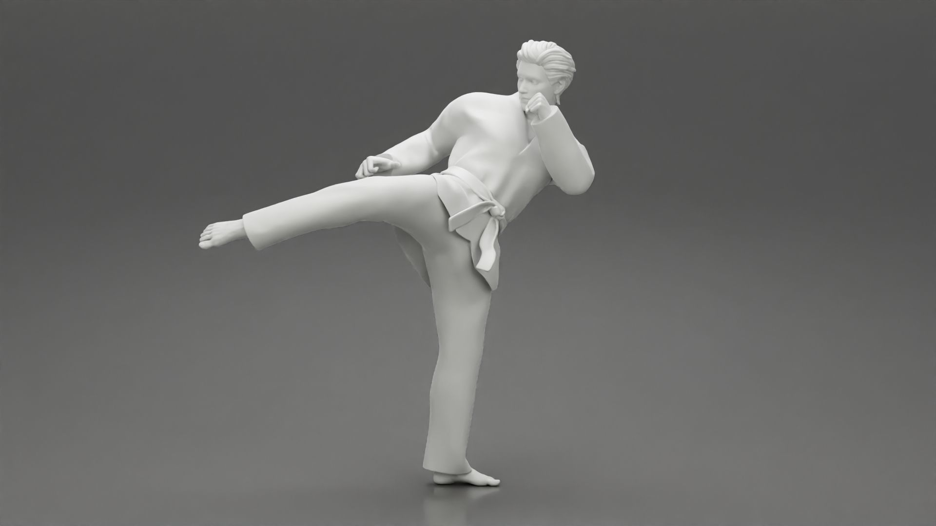 Karate man in a white kimono with a black belt 3D model 3D printable ...