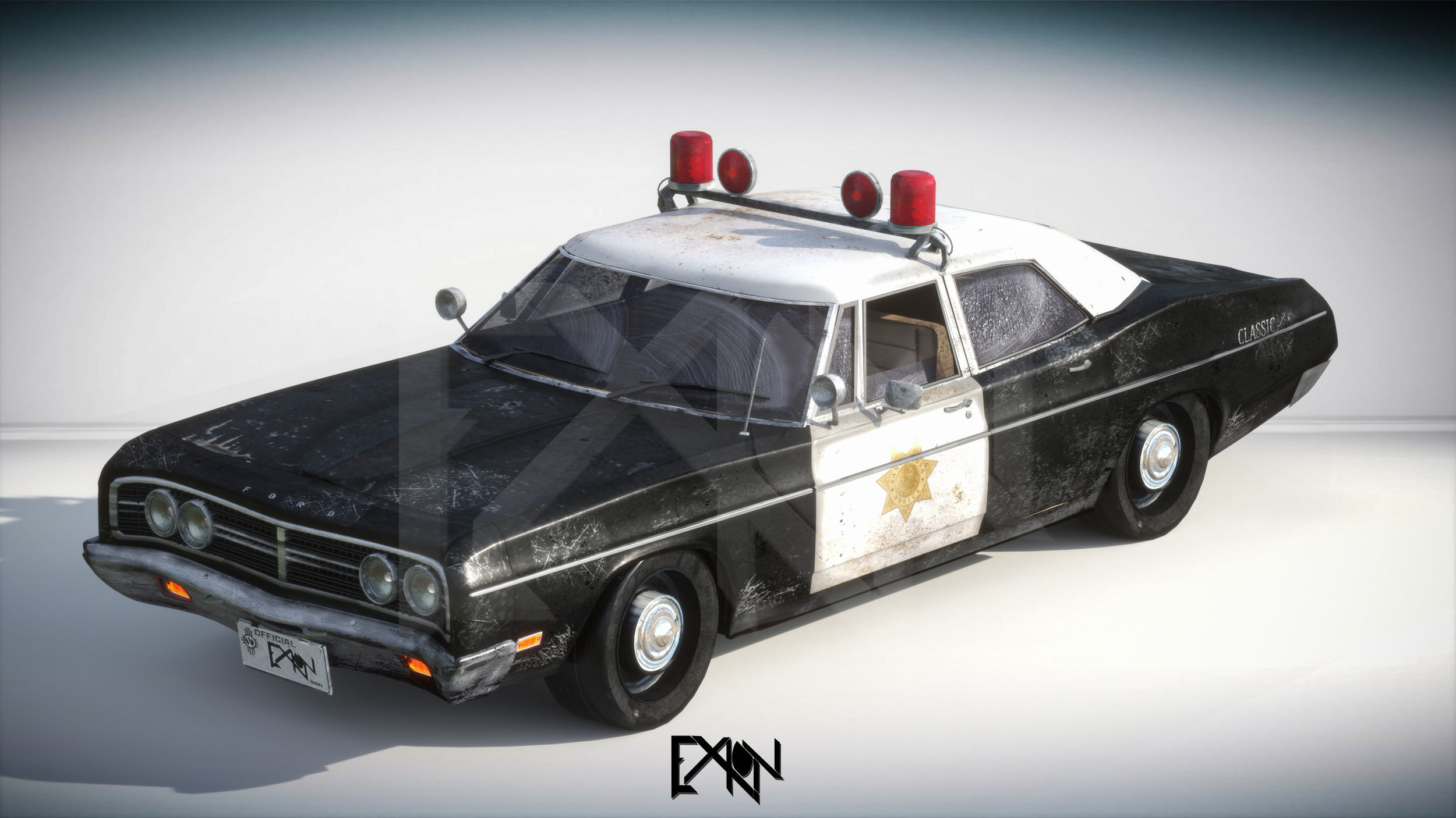 EXION Classic 70s Police Car 3D model | CGTrader