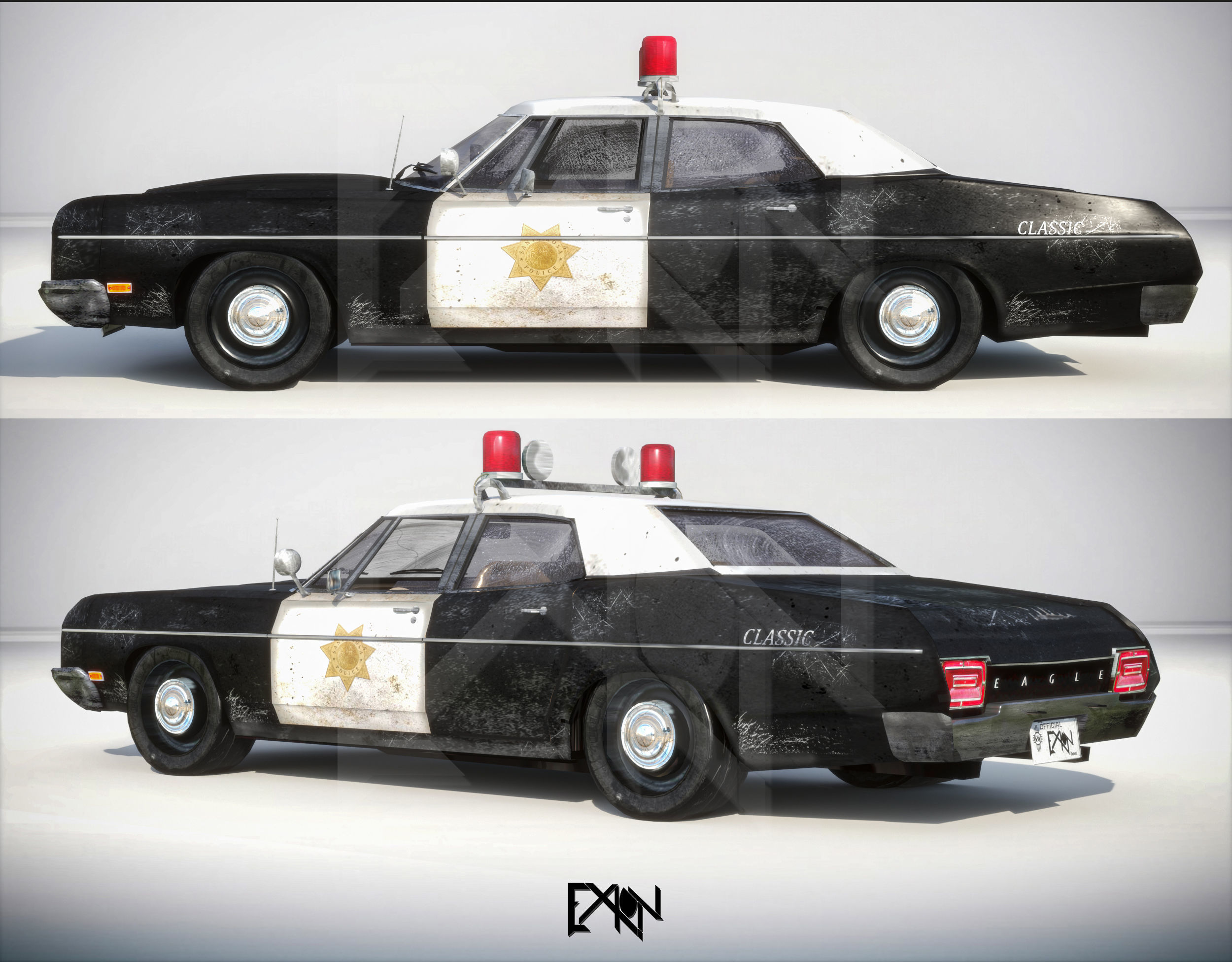 EXION Classic 70s Police Car 3D model | CGTrader