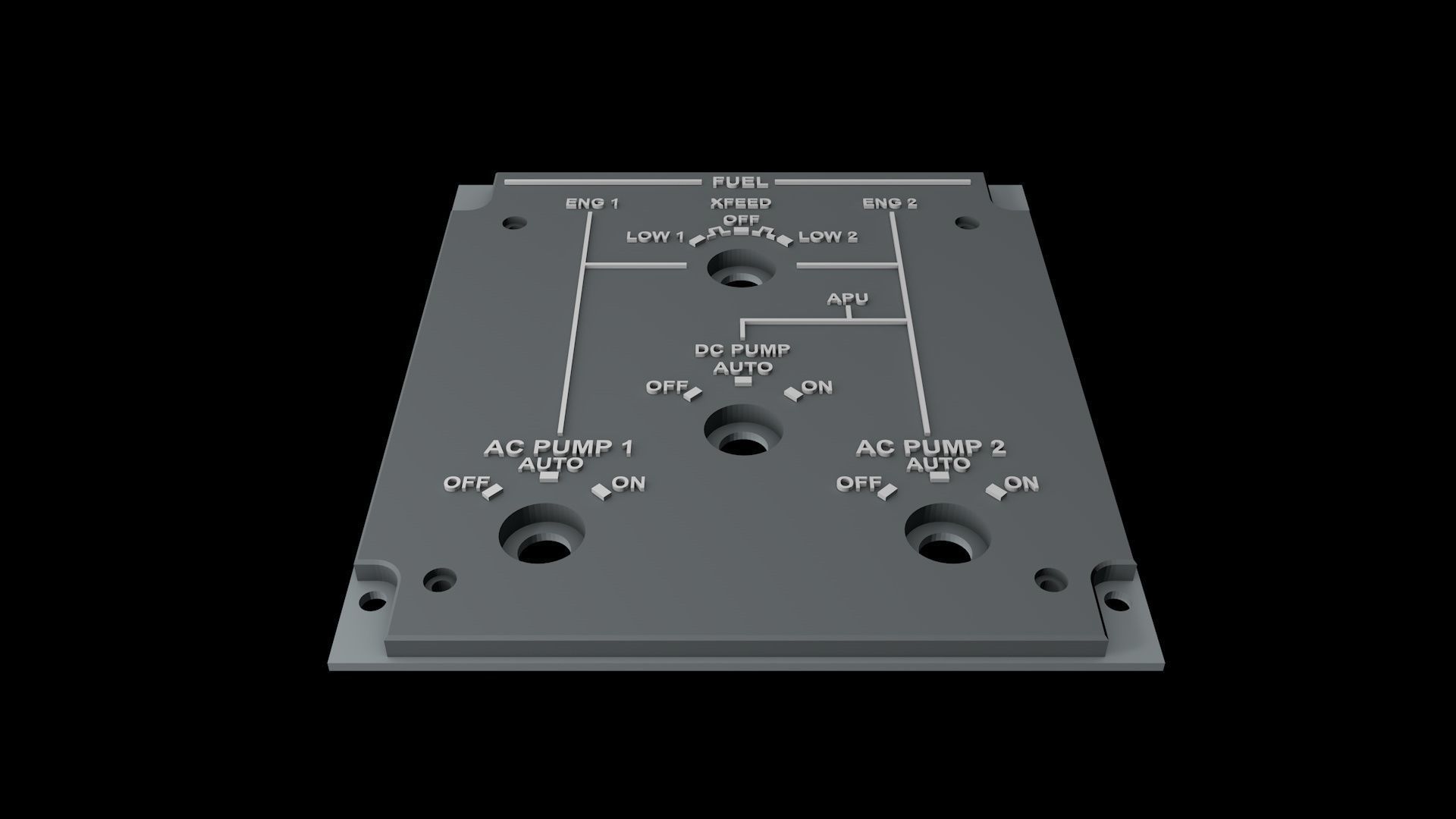 EMBRAER E1 OVERHEAD - FUEL PANEL 3D model 3D printable | CGTrader