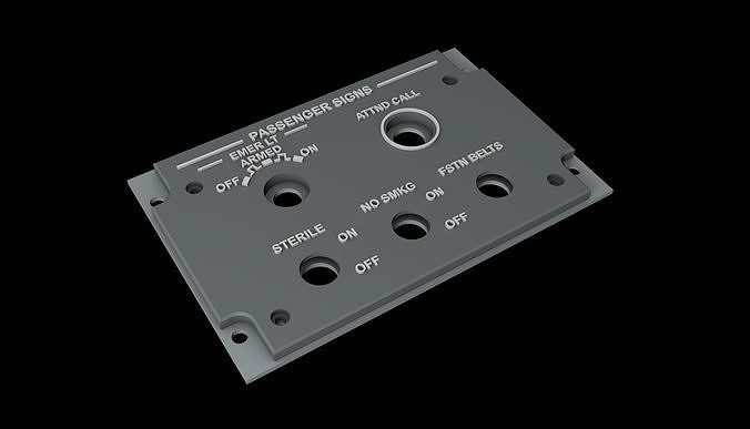 EMBRAER E1 OVERHEAD - PASSENGER SIGNS PANEL 3D model 3D printable ...