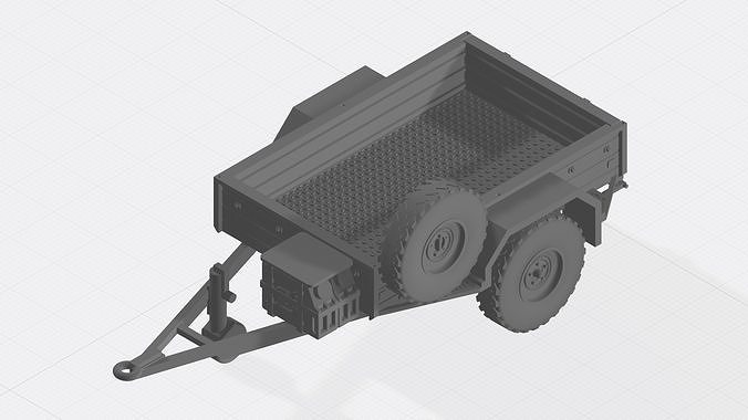Military trailer with open bed and canopy - New Zealand Military 3D ...