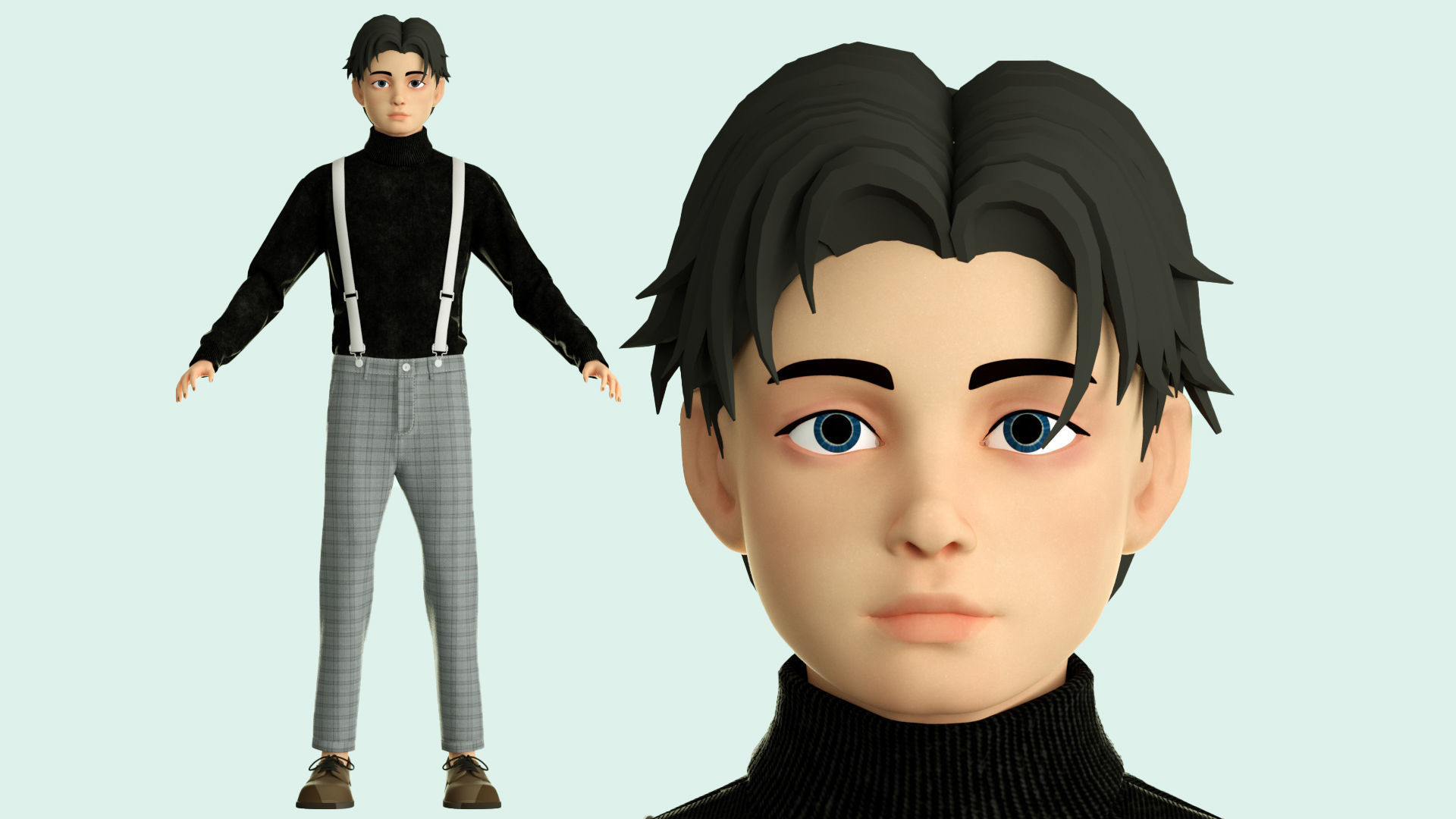 Cartoon boy Cai Xukun overalls chicken you are too beautiful 3D model ...