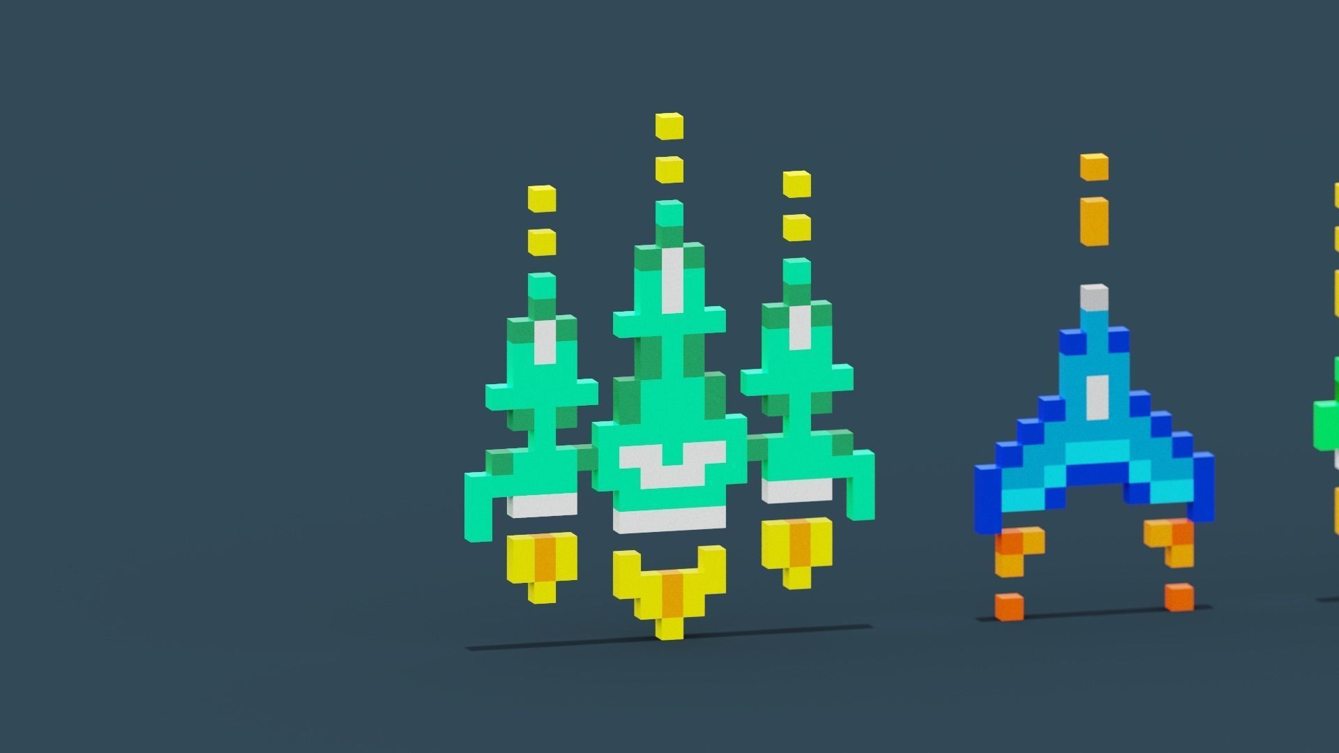 3D model Pixel Spaceship Pack VR / AR / low-poly | CGTrader