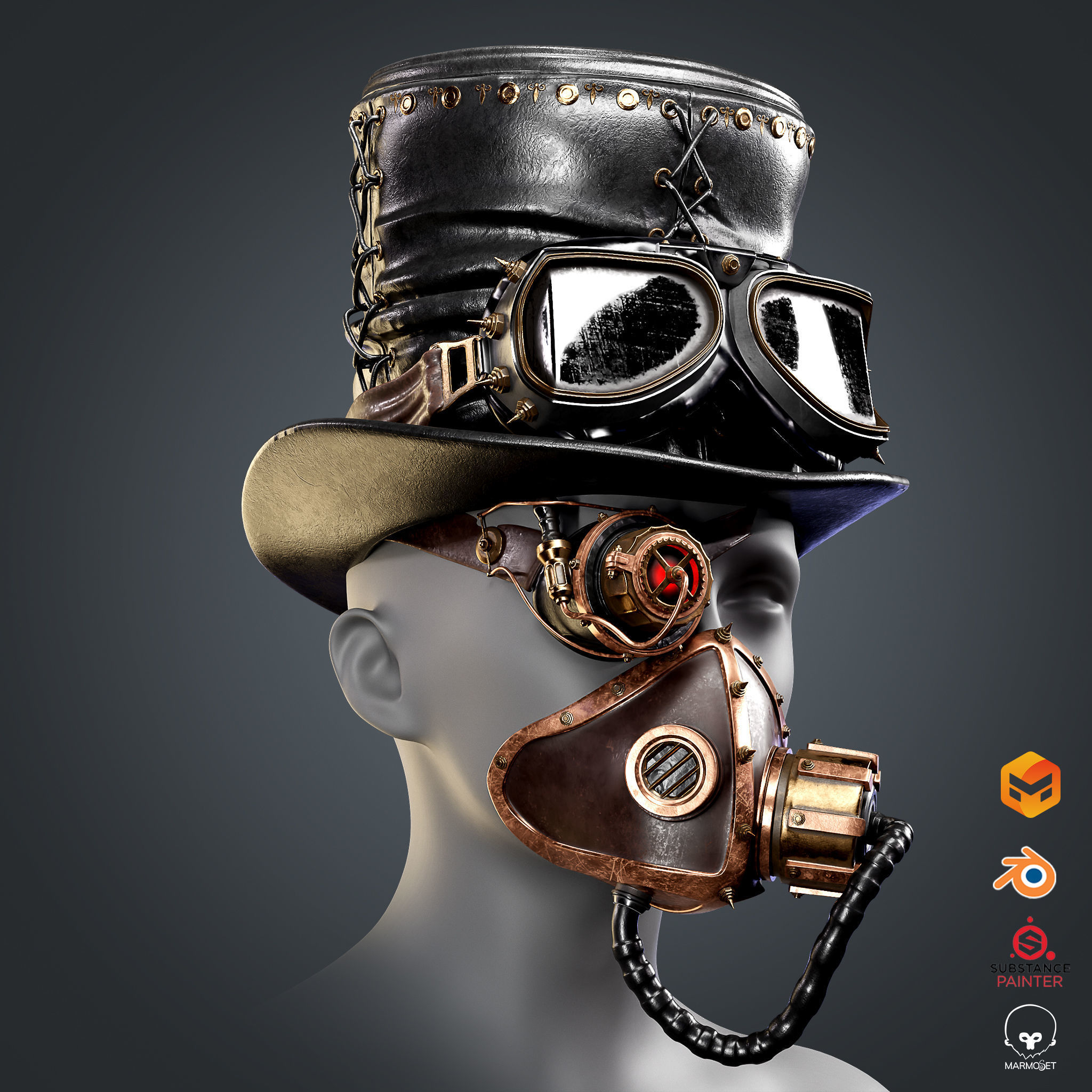 3D model SteamPunk 3D Assets FBX OBJ VR / AR / low-poly | CGTrader