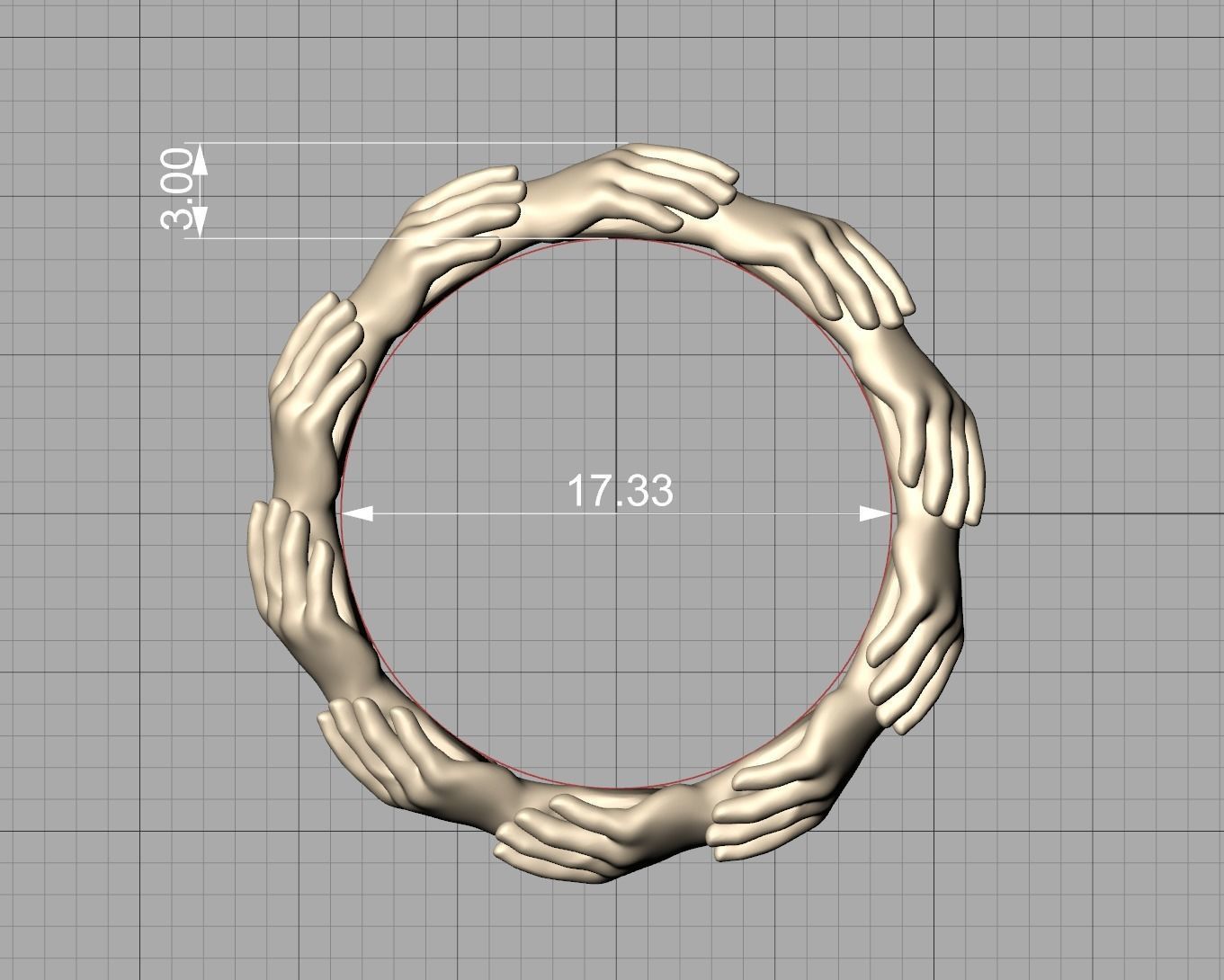 Hands Band Ring Own design Wedding Band 7US size 3D model 3D printable ...