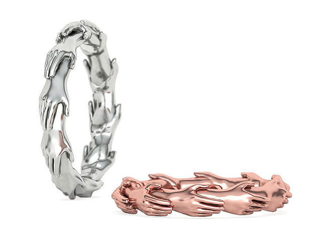 Hands Band Ring Own design Wedding Band 7US size 3D model 3D printable ...