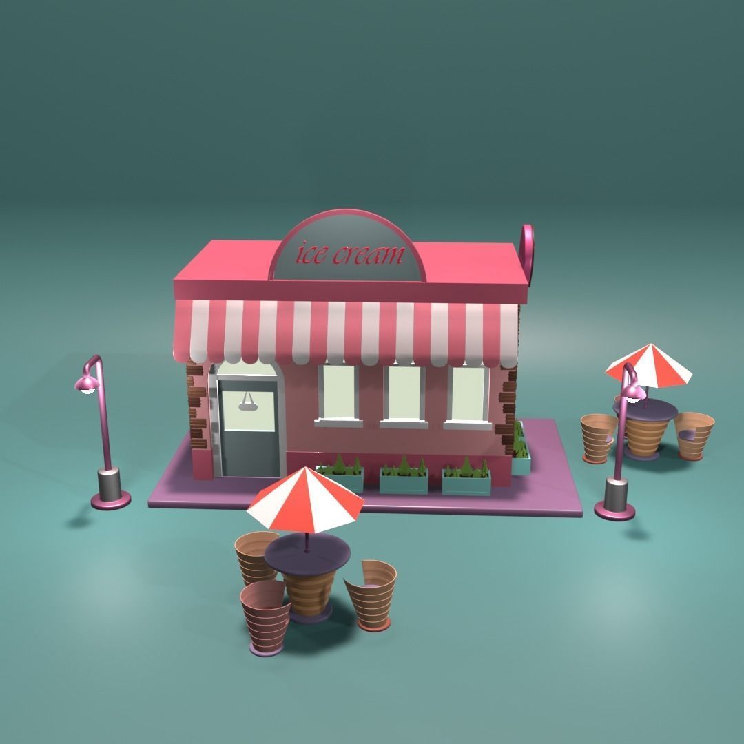 3D model ice cream shop VR / AR / low-poly | CGTrader