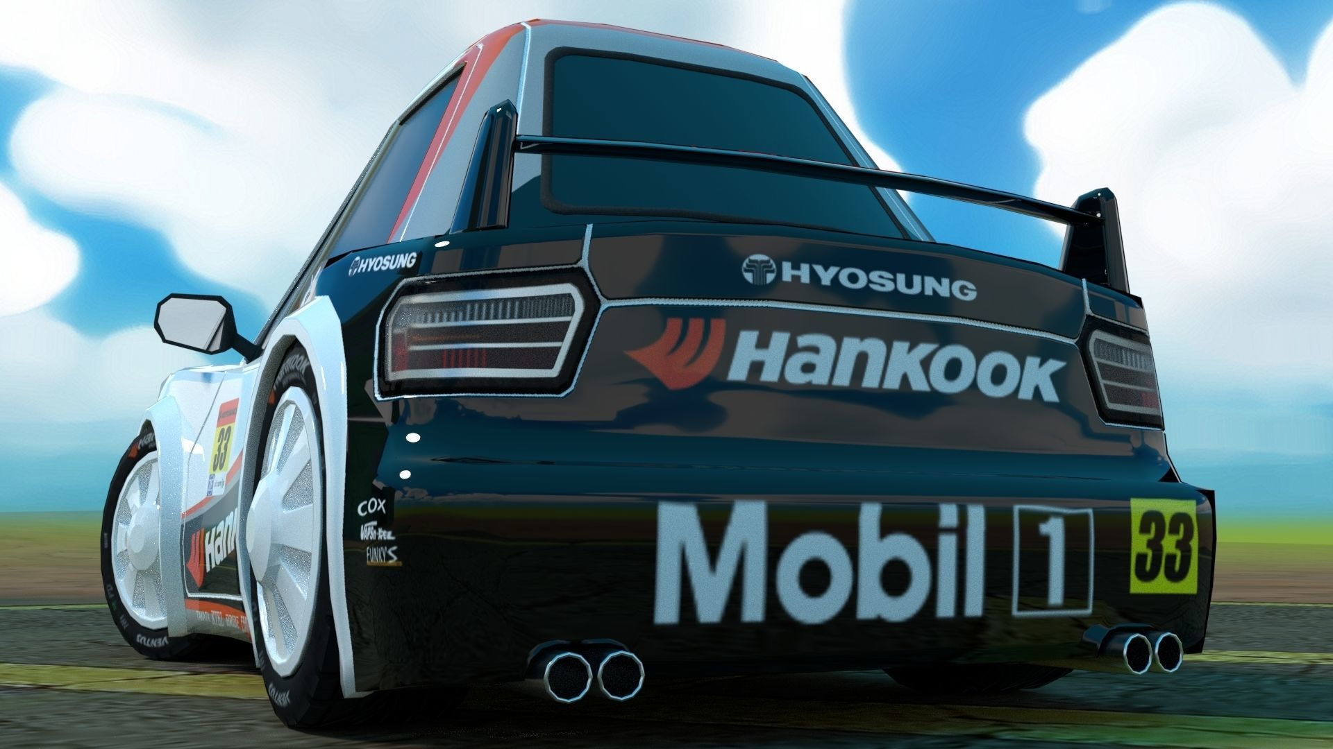 3D model Rigged low poly cartoon racing car HANKOOK VR / AR / low-poly ...