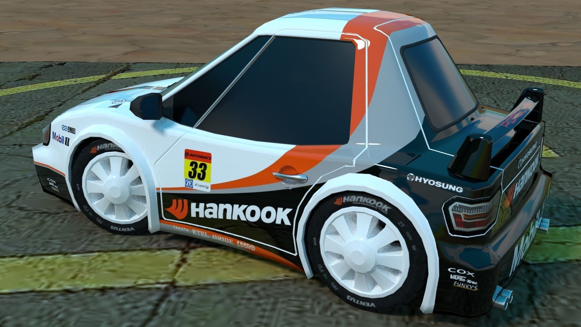 3D model Rigged low poly cartoon racing car HANKOOK VR / AR / low-poly ...