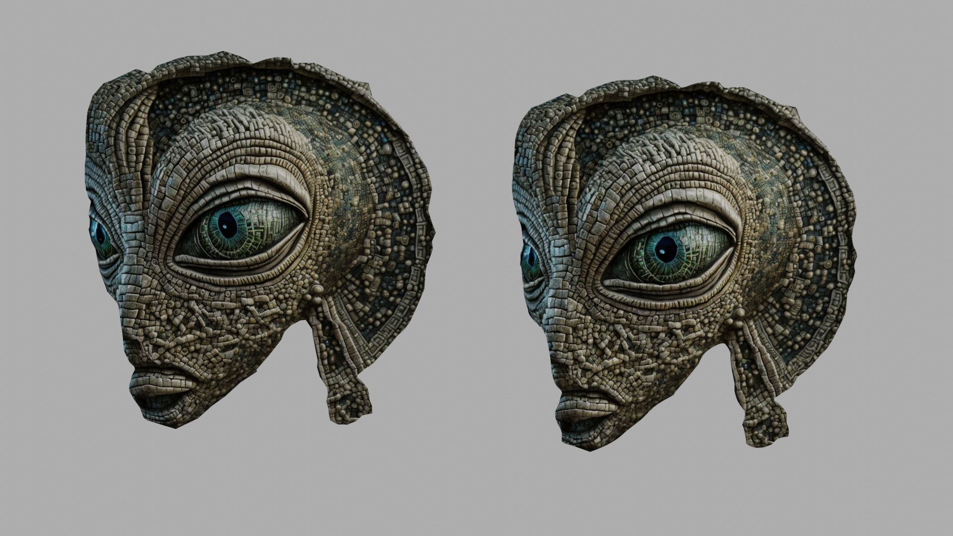 3D model 3D alien sea space god mosaic with materials and textures VR ...