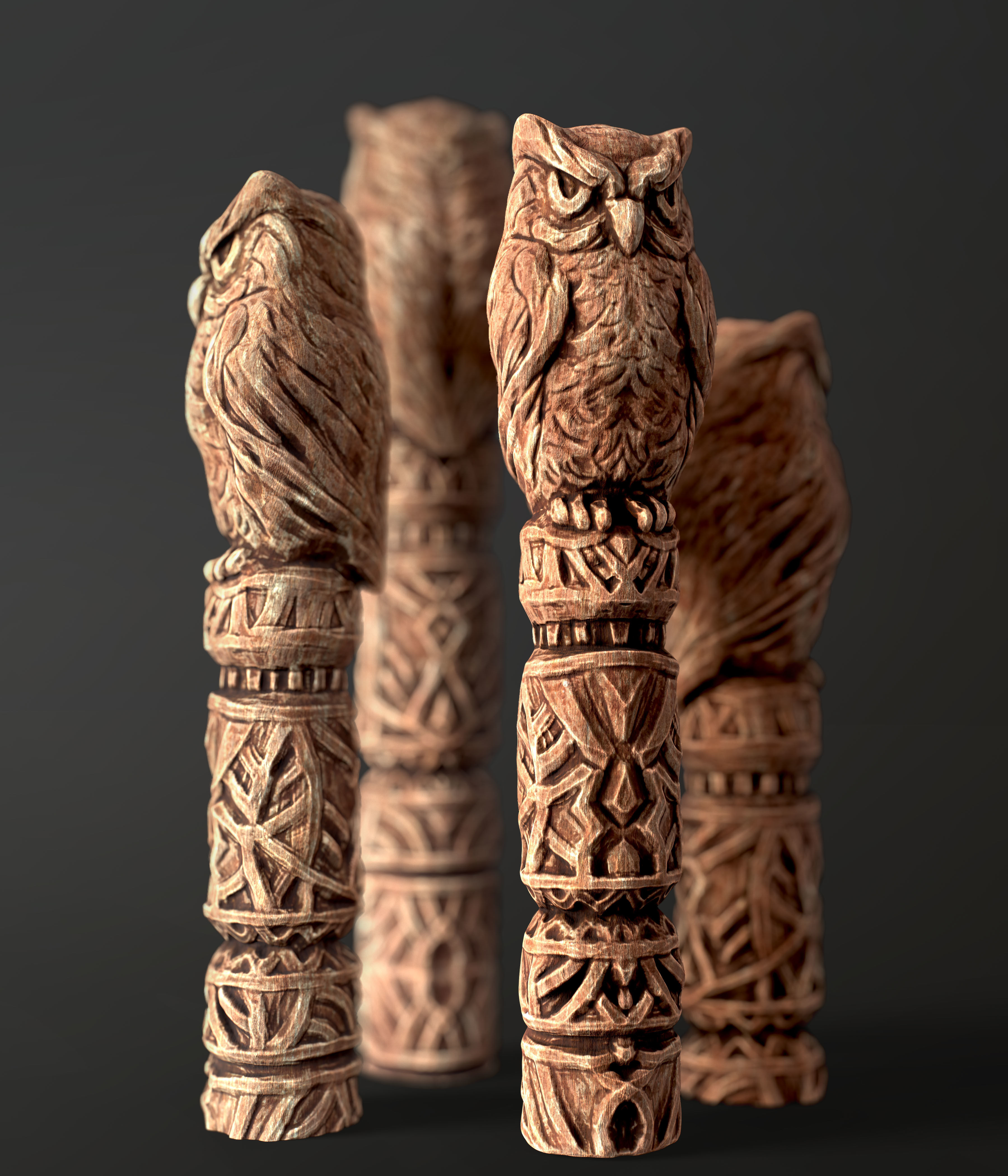 3D model Wooden Totem Owl Pole VR / AR / low-poly | CGTrader