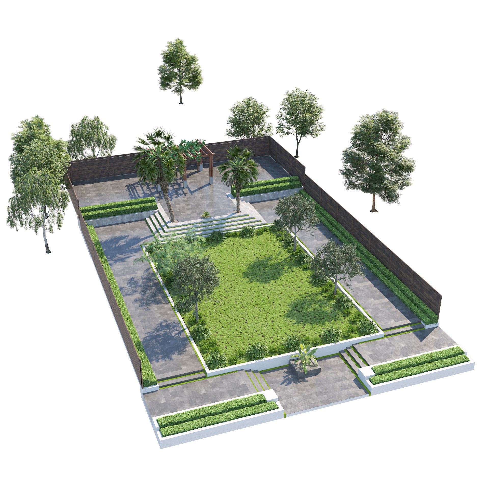 Private Park Landscape 3d exterior scene 3D model | CGTrader