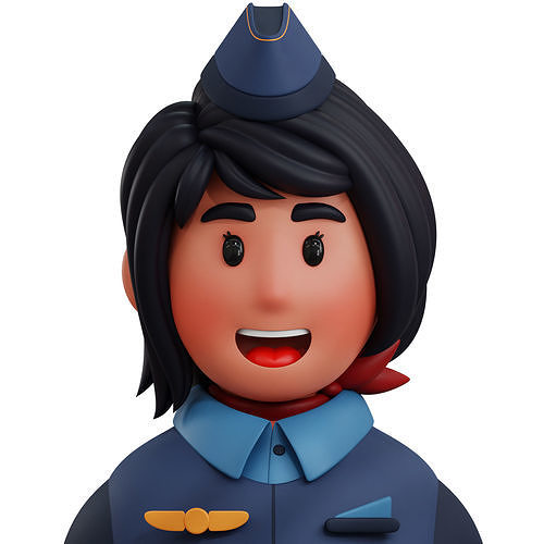 3D model 3d avatar profession as Stewardess VR / AR / low-poly | CGTrader