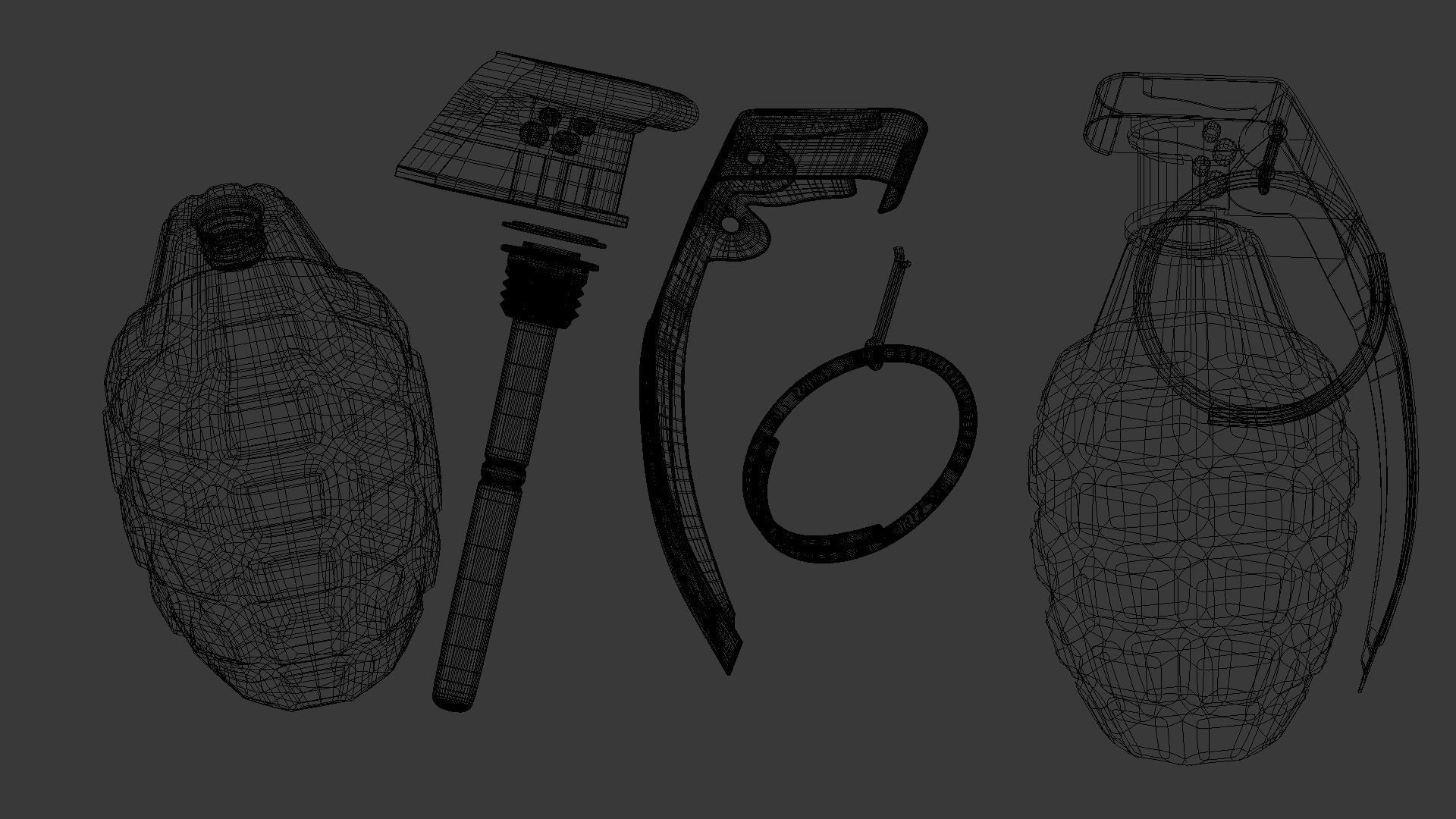 3D model MK2 Hand Grenade With Part VR / AR / low-poly | CGTrader