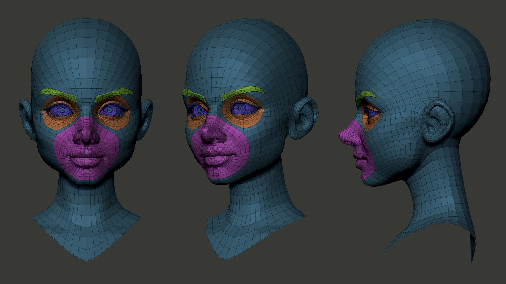 3D model Stylized Female Character Head - Ana VR / AR / low-poly | CGTrader