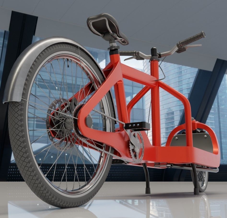 3D model Low-Poly Cargo Bike Red Version Rigged VR / AR / low-poly ...