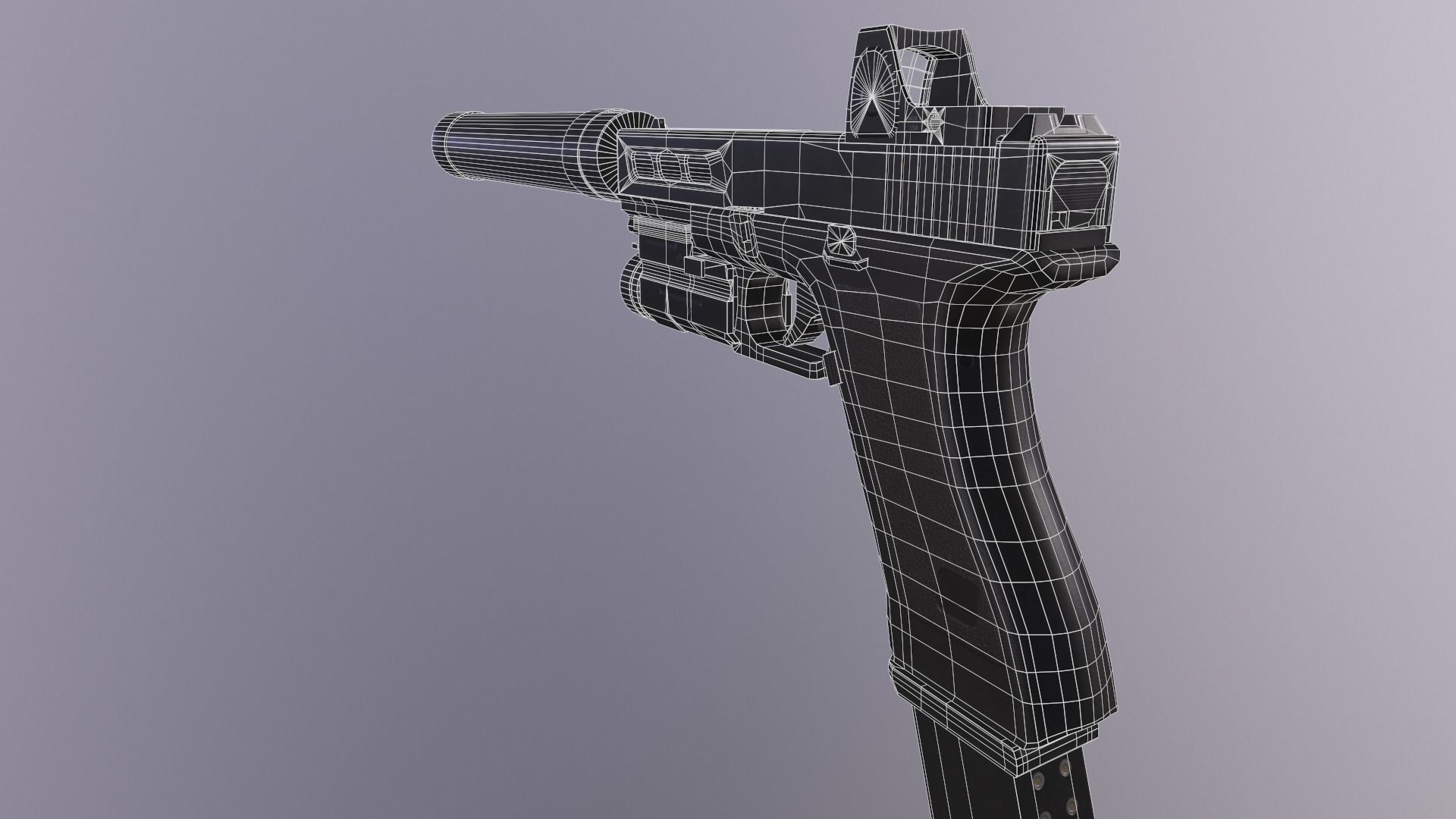 3D model 9mm Handgun - With Attachments VR / AR / low-poly | CGTrader