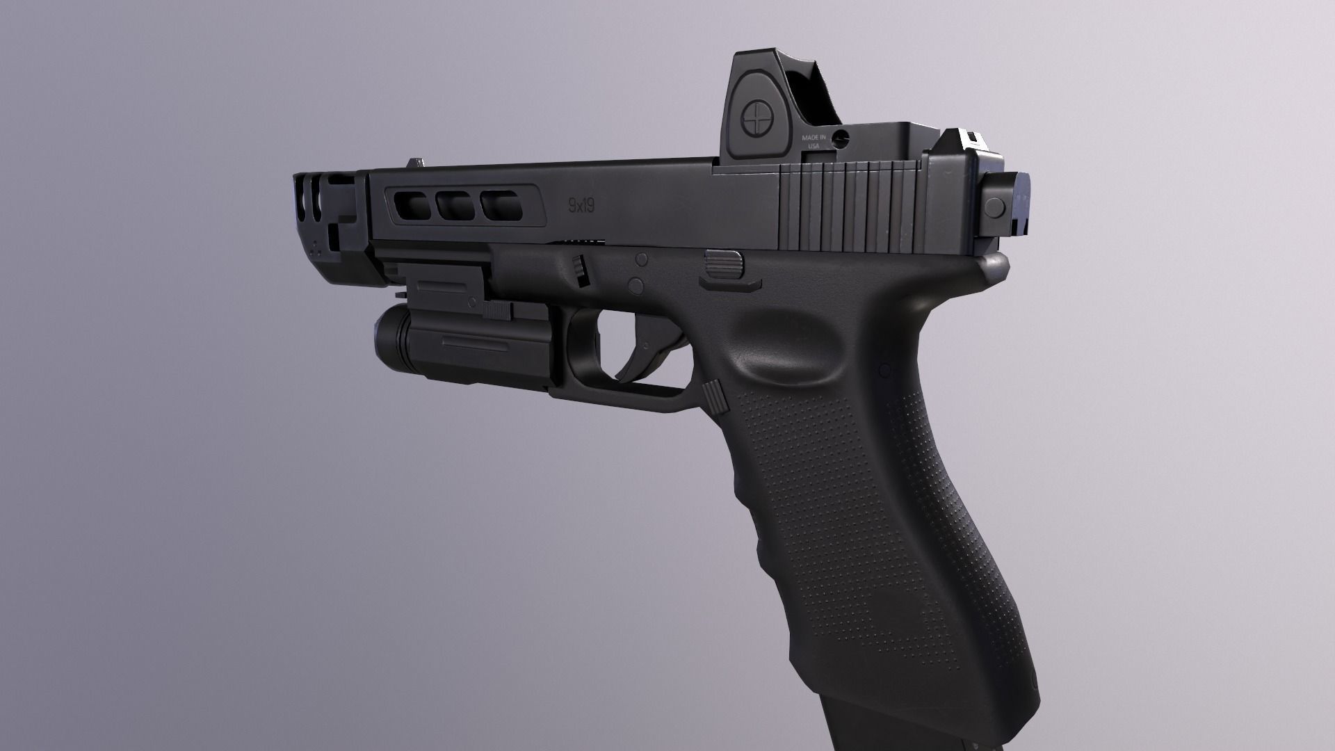 3D model 9mm Handgun - With Attachments VR / AR / low-poly | CGTrader