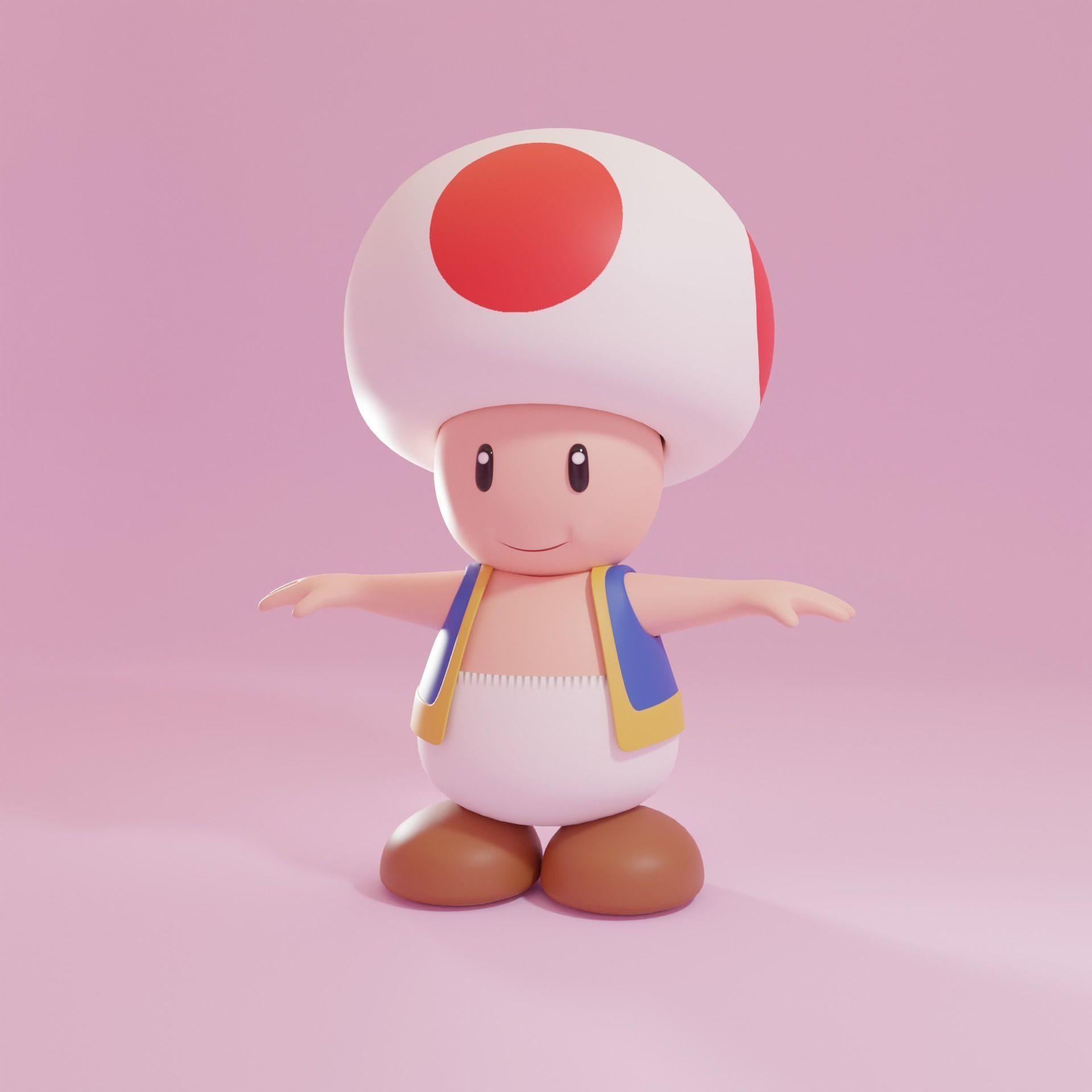 Toad From Super Mario 3D model rigged | CGTrader