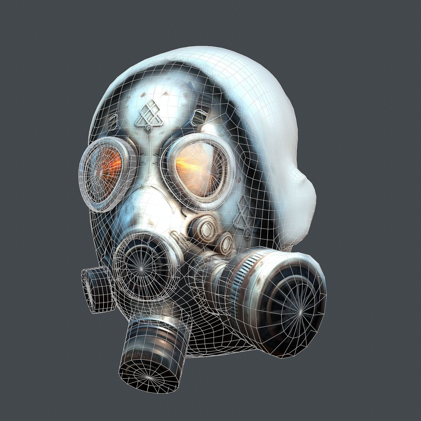 3D model Gas mask helmet 3d model military combat fantasy cyborg VR ...