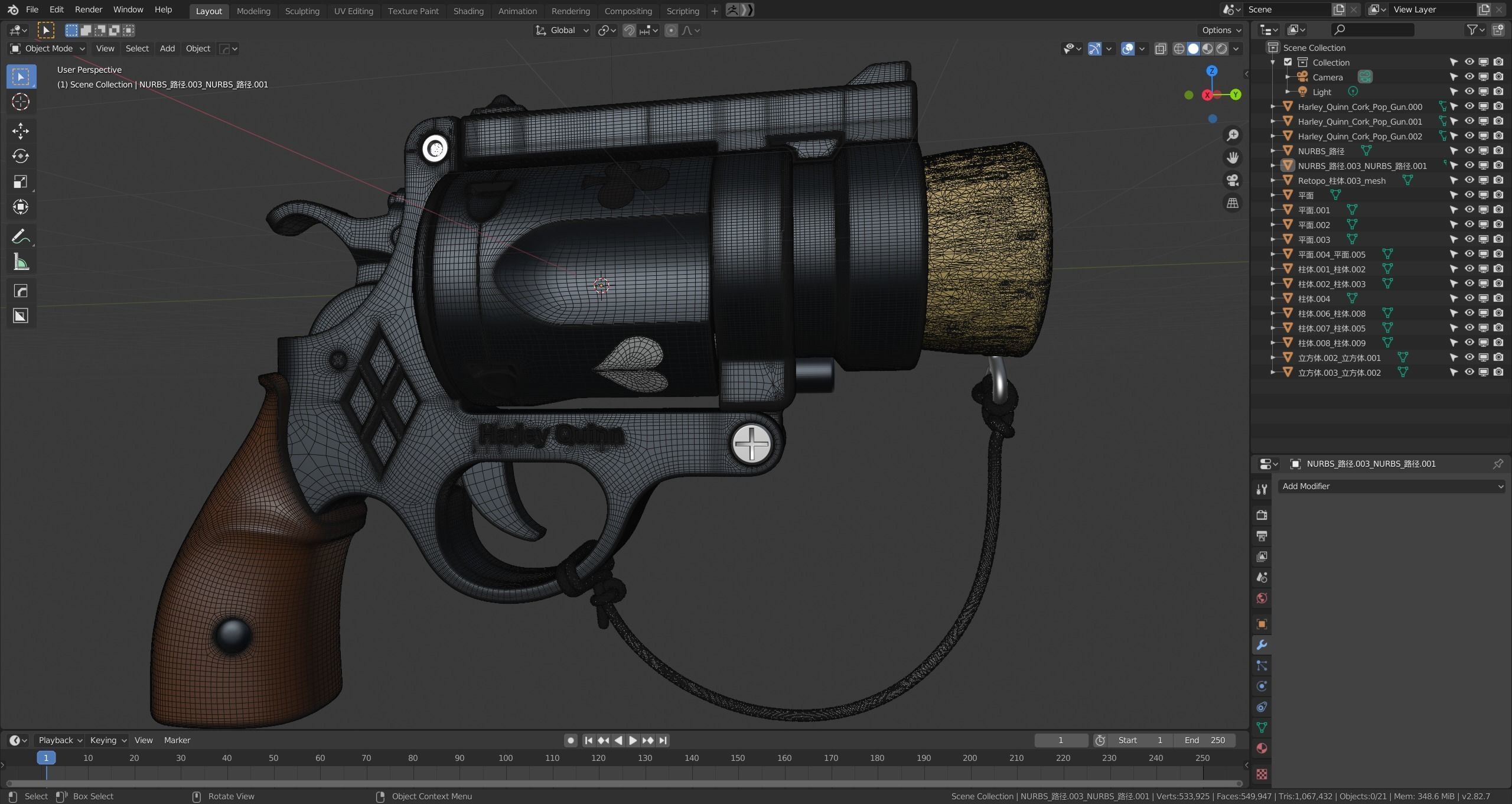 Harley Quinn Cork Pop Gun blender high model 3D model | CGTrader