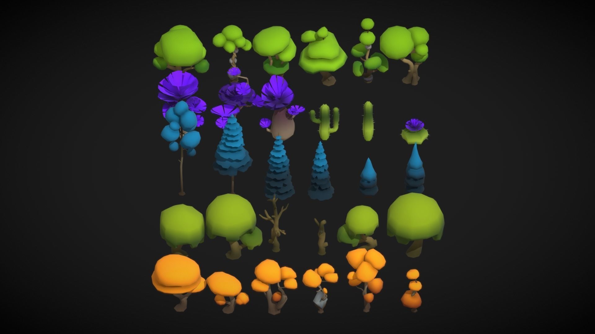 3D model Stylized tree asset pack VR / AR / low-poly | CGTrader