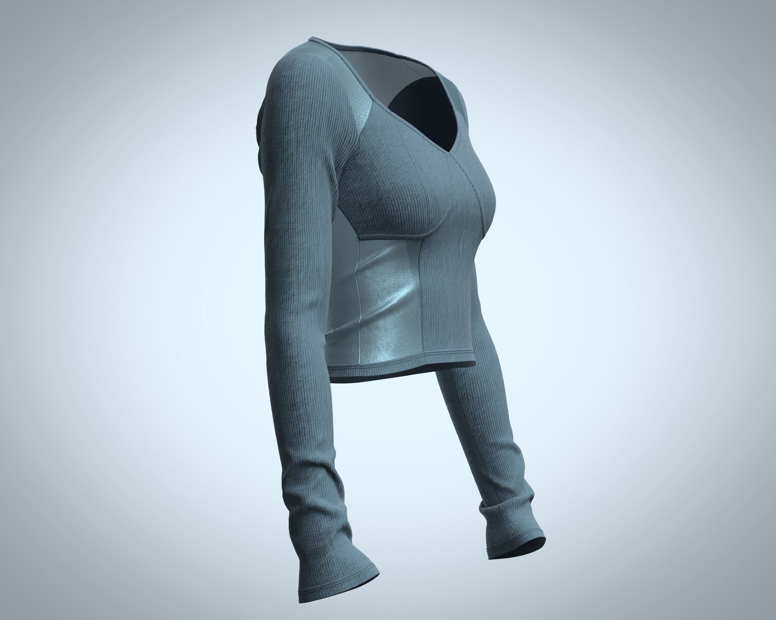 Girls Ribbed Crop Tops 3D model | CGTrader