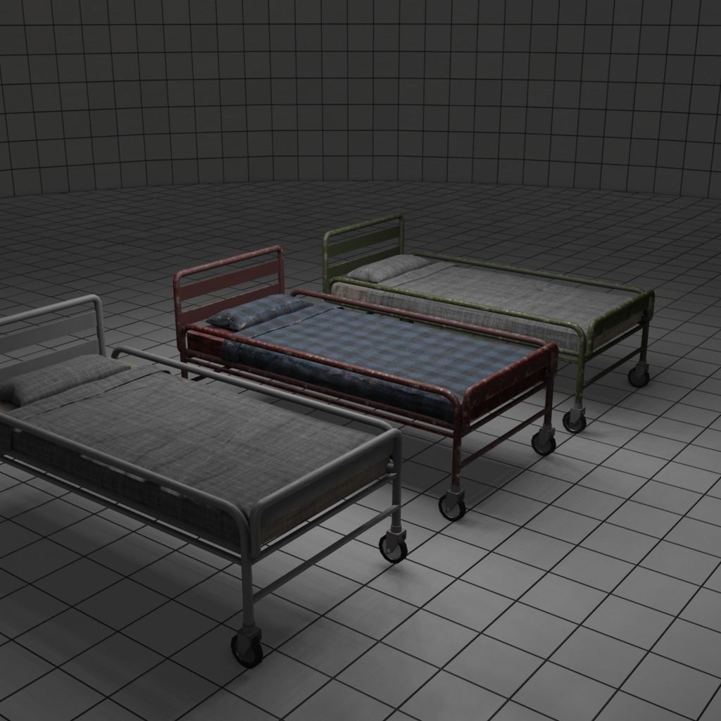 3D model Hospital beds 3 different textures VR / AR / low-poly | CGTrader