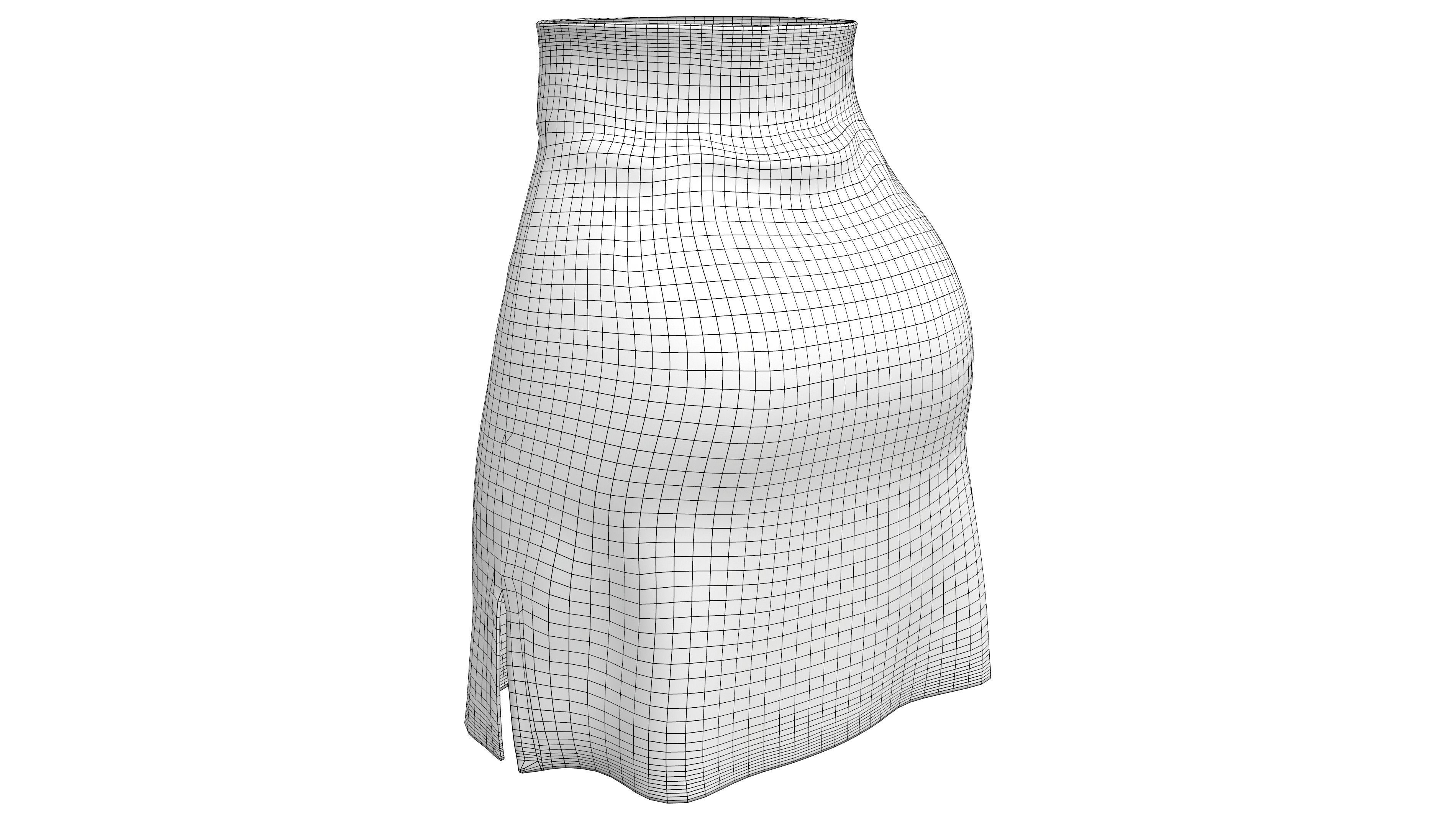 3D model Female Side Slits High Waist Mini Office Skirt VR / AR / low ...