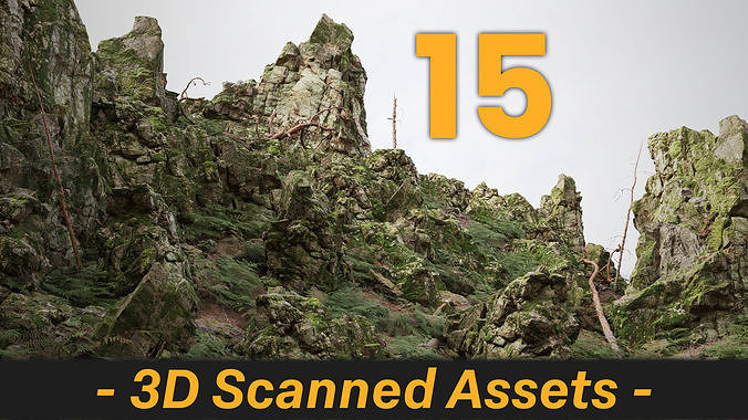 3D model Forest Cliffs Moss VR / AR / low-poly | CGTrader