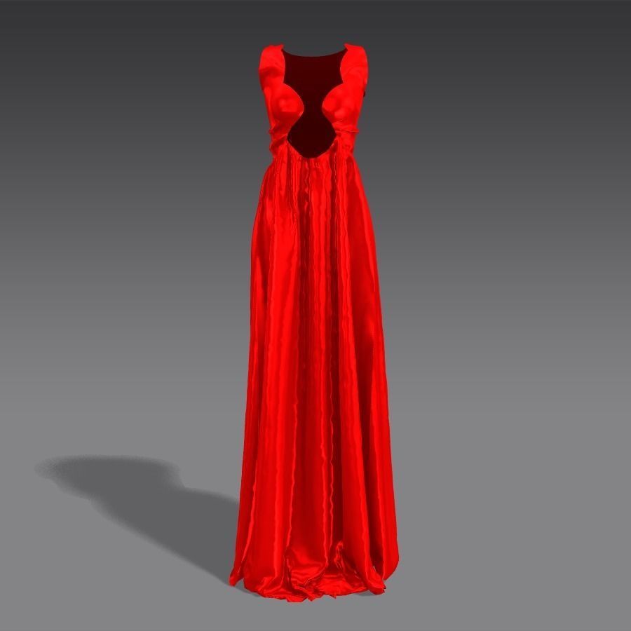 RED VELVET ELASTIC SCALLOP NECKLINE 3D model | CGTrader