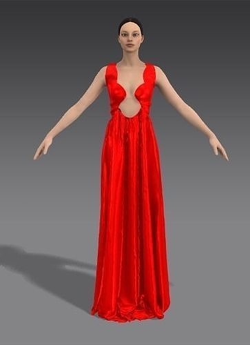 RED VELVET ELASTIC SCALLOP NECKLINE 3D model | CGTrader
