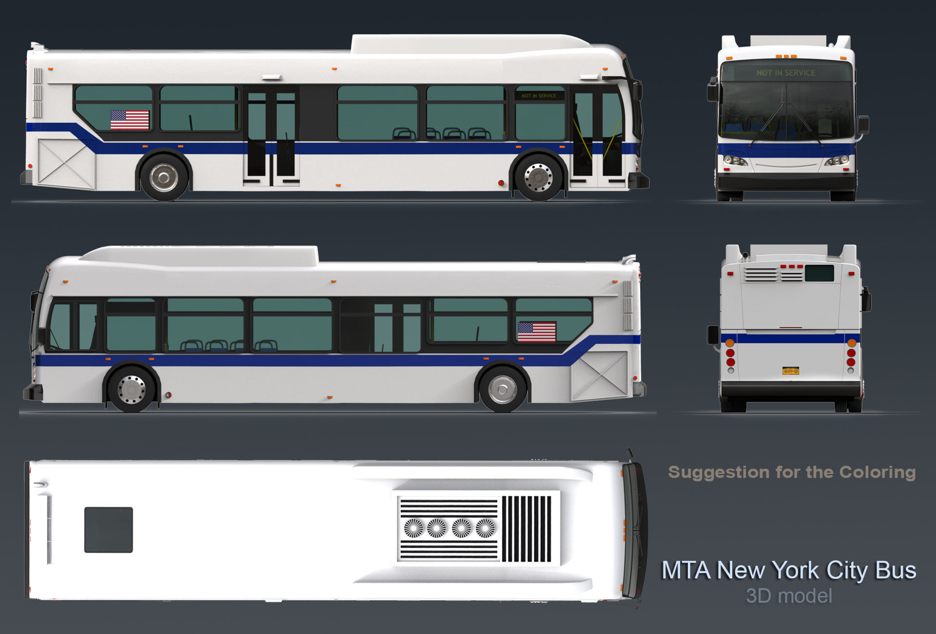 MTA New York City Bus printable 3D model 3D printable | CGTrader