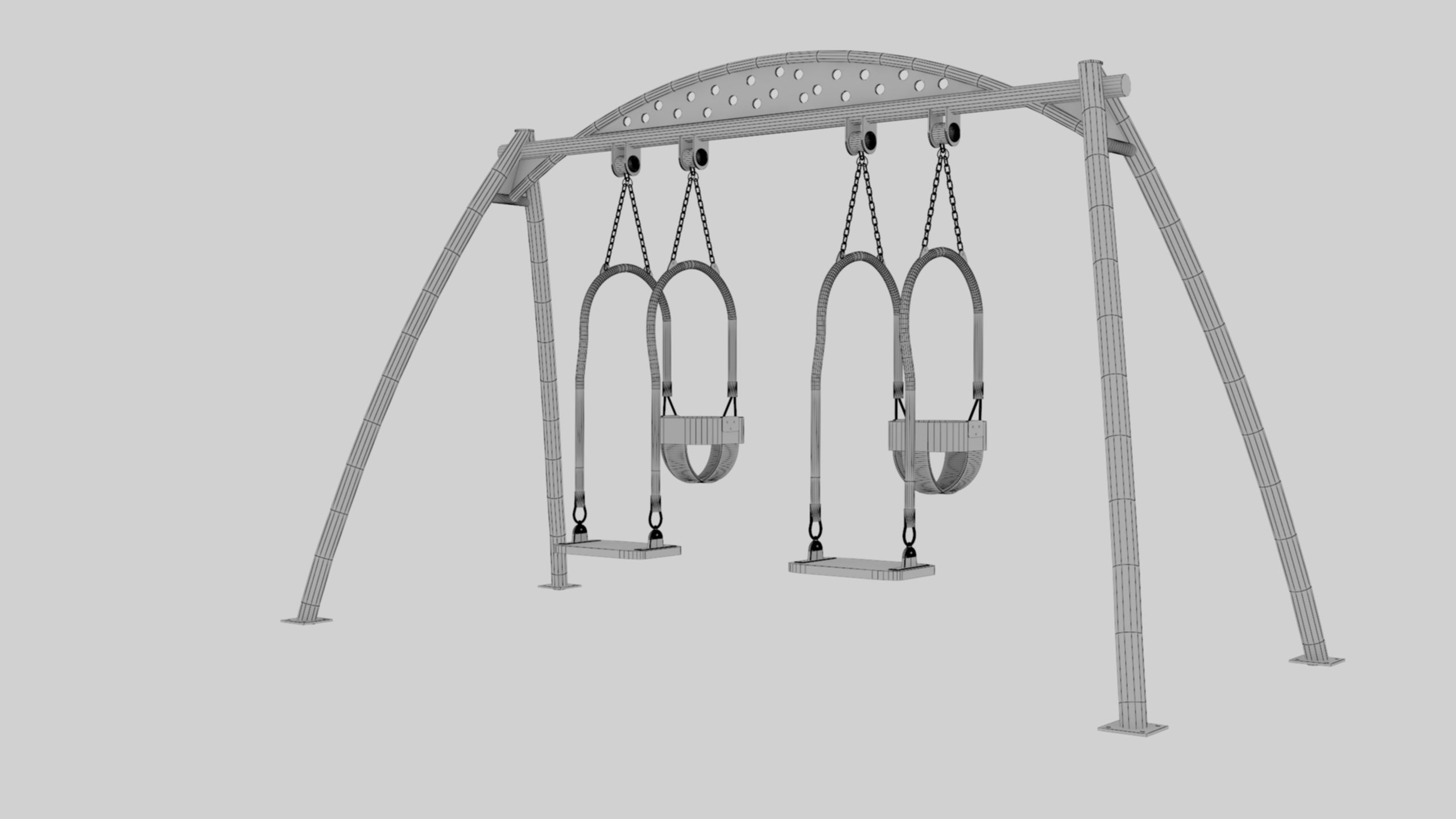 Playground Metal Double Swing - 02 3D model | CGTrader
