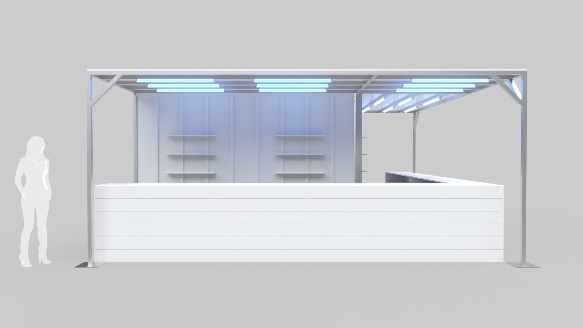 L-Shaped Outdoor Bar 5x5 Meters 3D model | CGTrader
