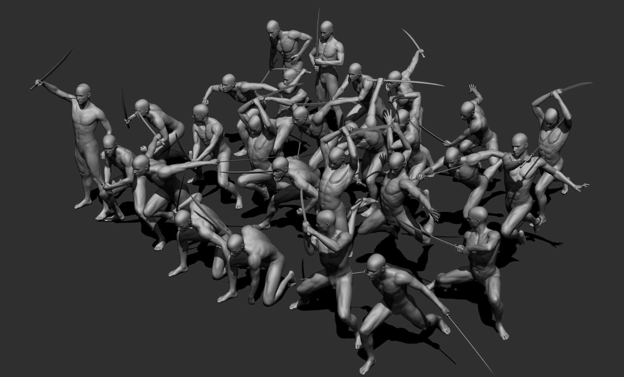 Male full body sword poses 3D model | CGTrader